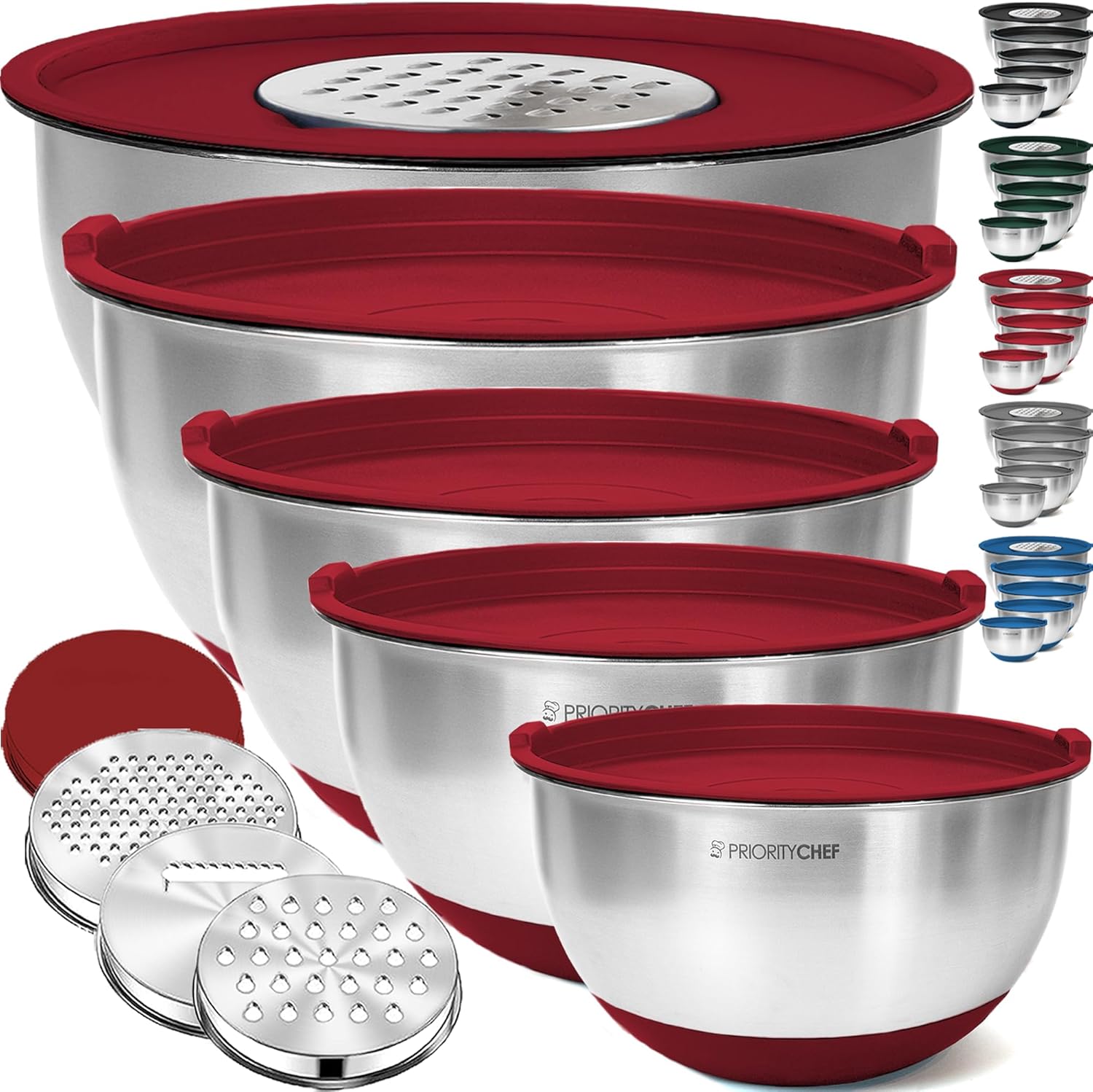 Amazon.com: Priority Chef Stainless Steel Mixing Bowls with Lids Set, 3 ...