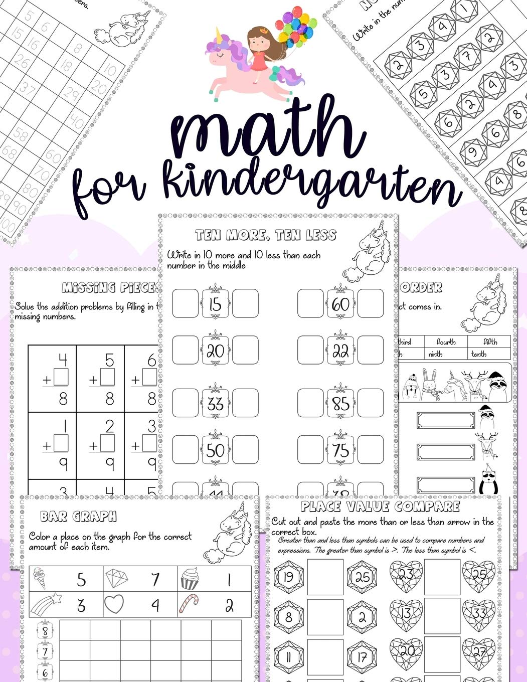 Buy Math for kindergarten: Unicorn Math Activity Book For Kindergarten ...