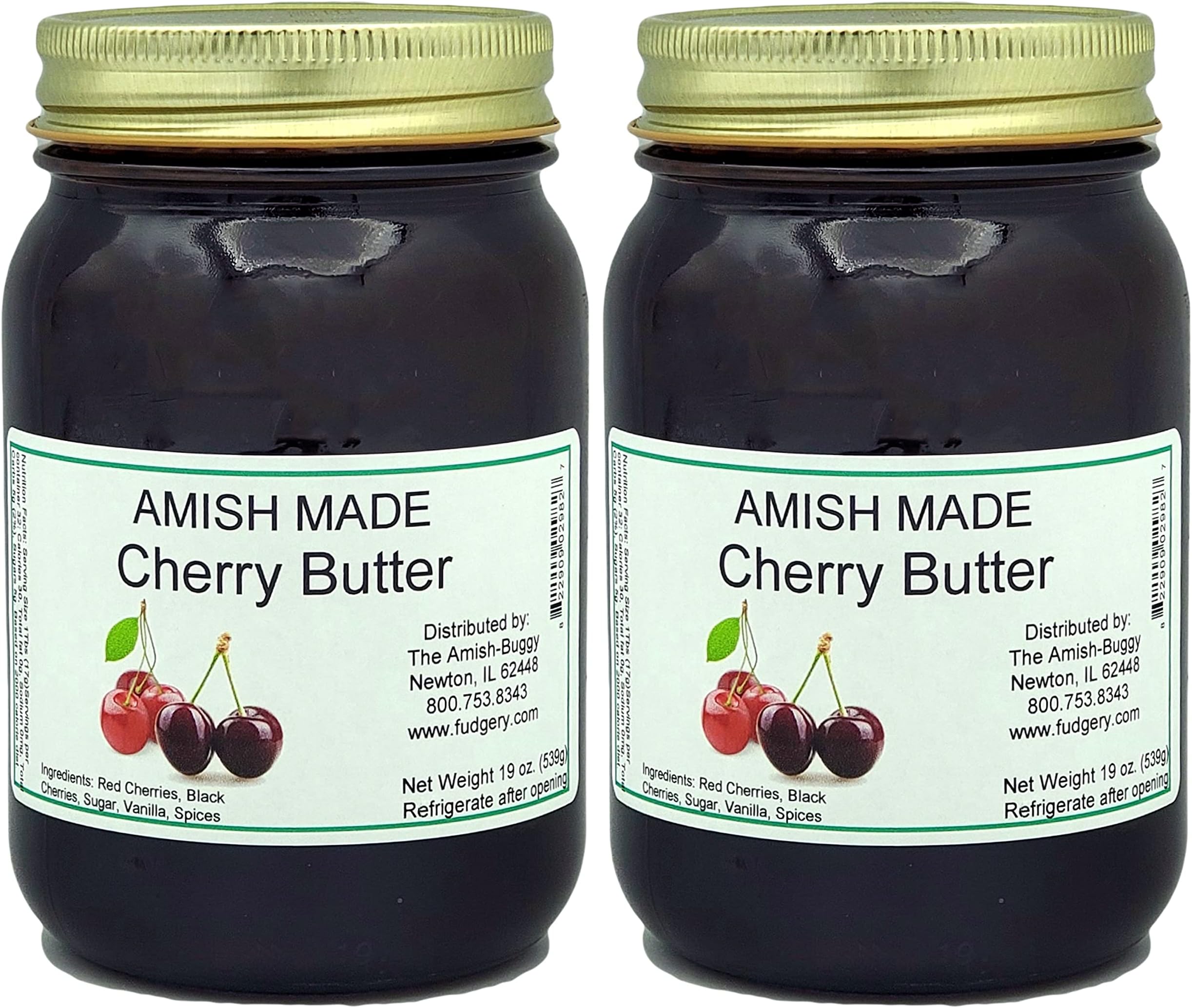 Amazon.com: Amish Jam - Two 18 Oz Jars (Cherry Butter) : Grocery ...