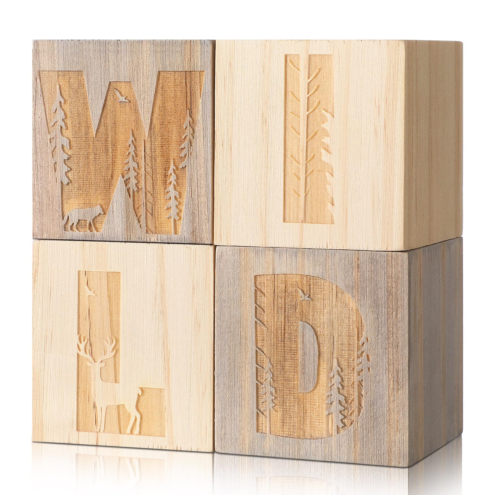 Amazon.com: RattanView 4 Pcs Woodland Nursery Decor Nursery Wooden ...