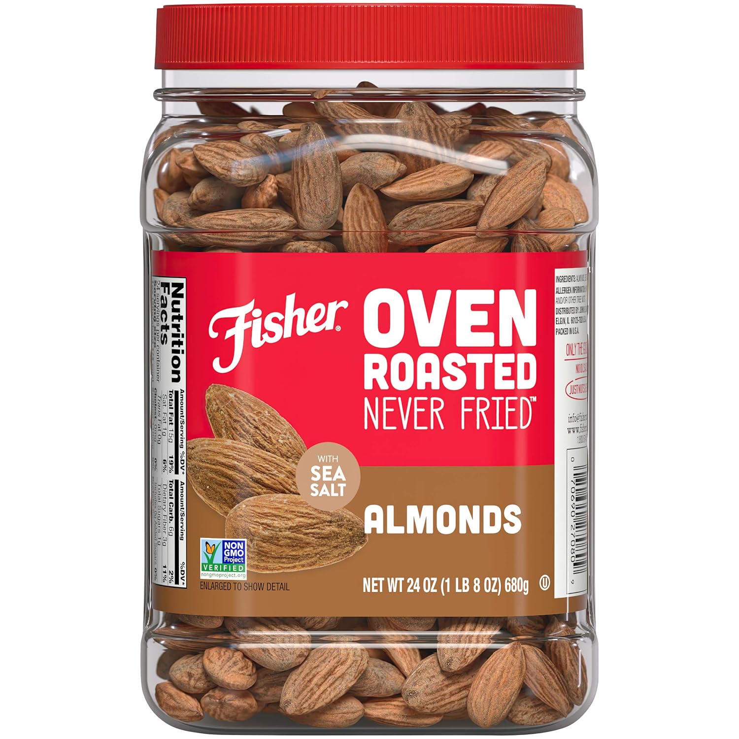 Amazon.com : Fisher Snack Oven Roasted Never Fried Almonds, 24 Ounces ...