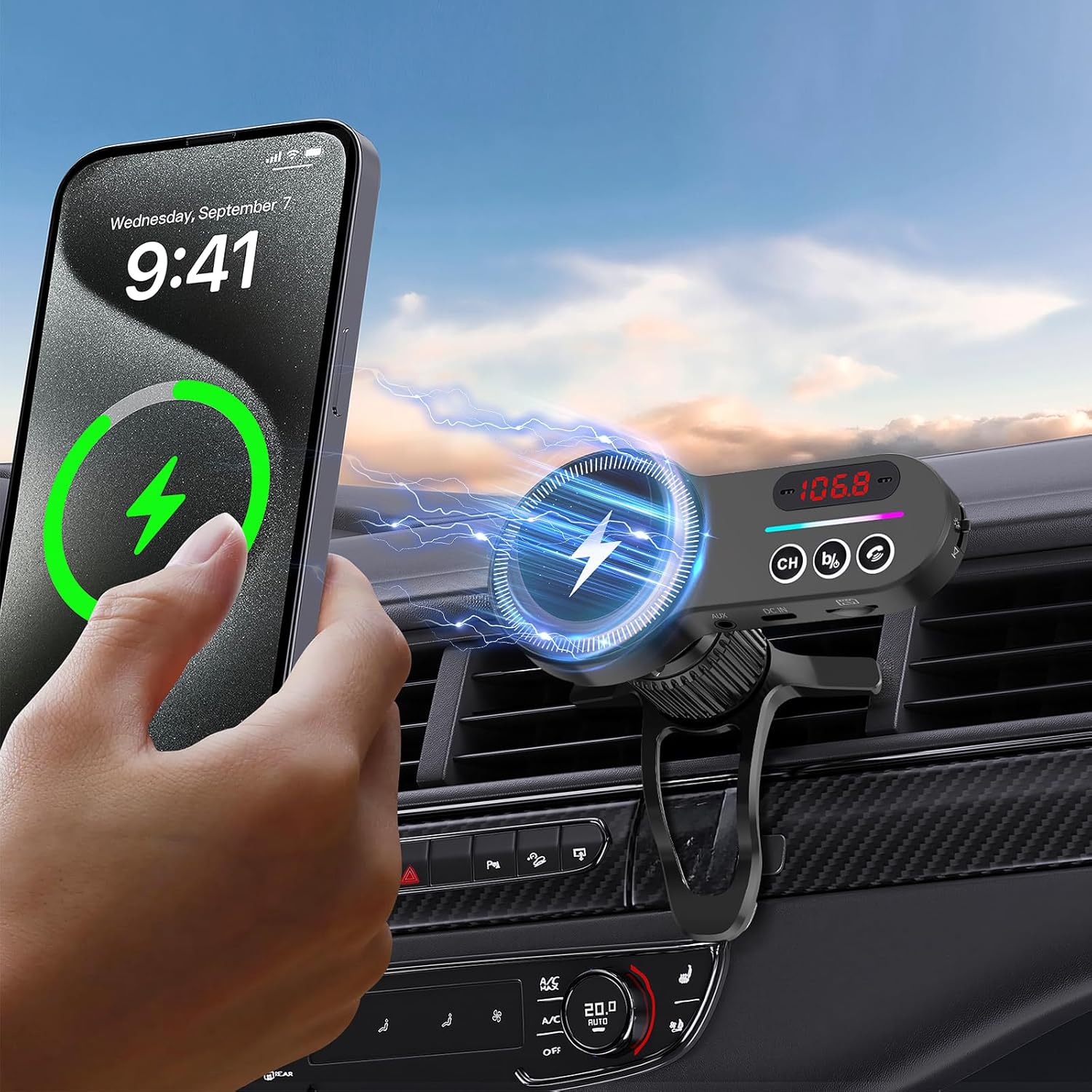 Amazon.com: Magift Wireless MagSafe Bluetooth FM Transmitter Car ...