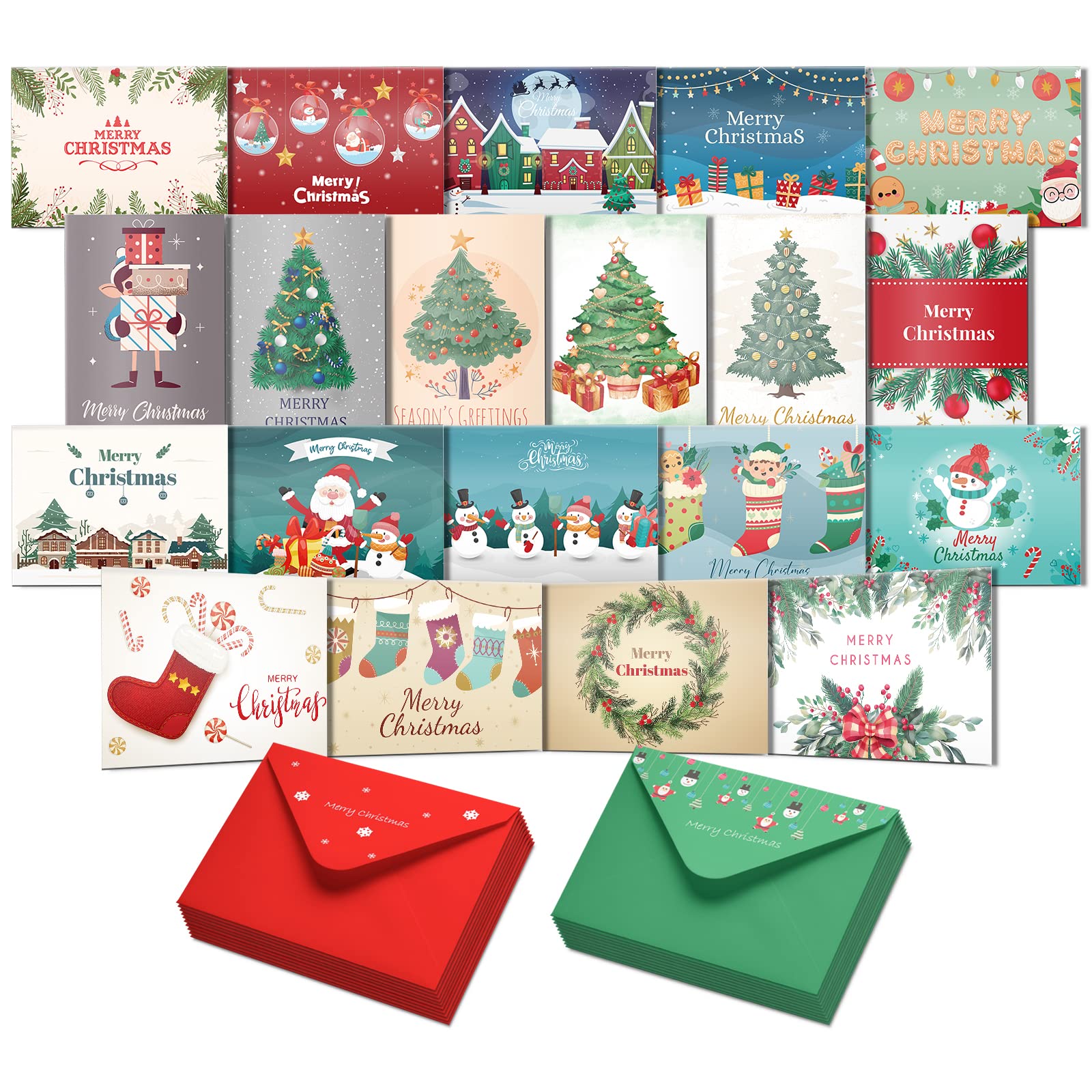 Amazon.com : Christmas Cards Boxed Bulk, Merry Christmas Greeting Cards ...