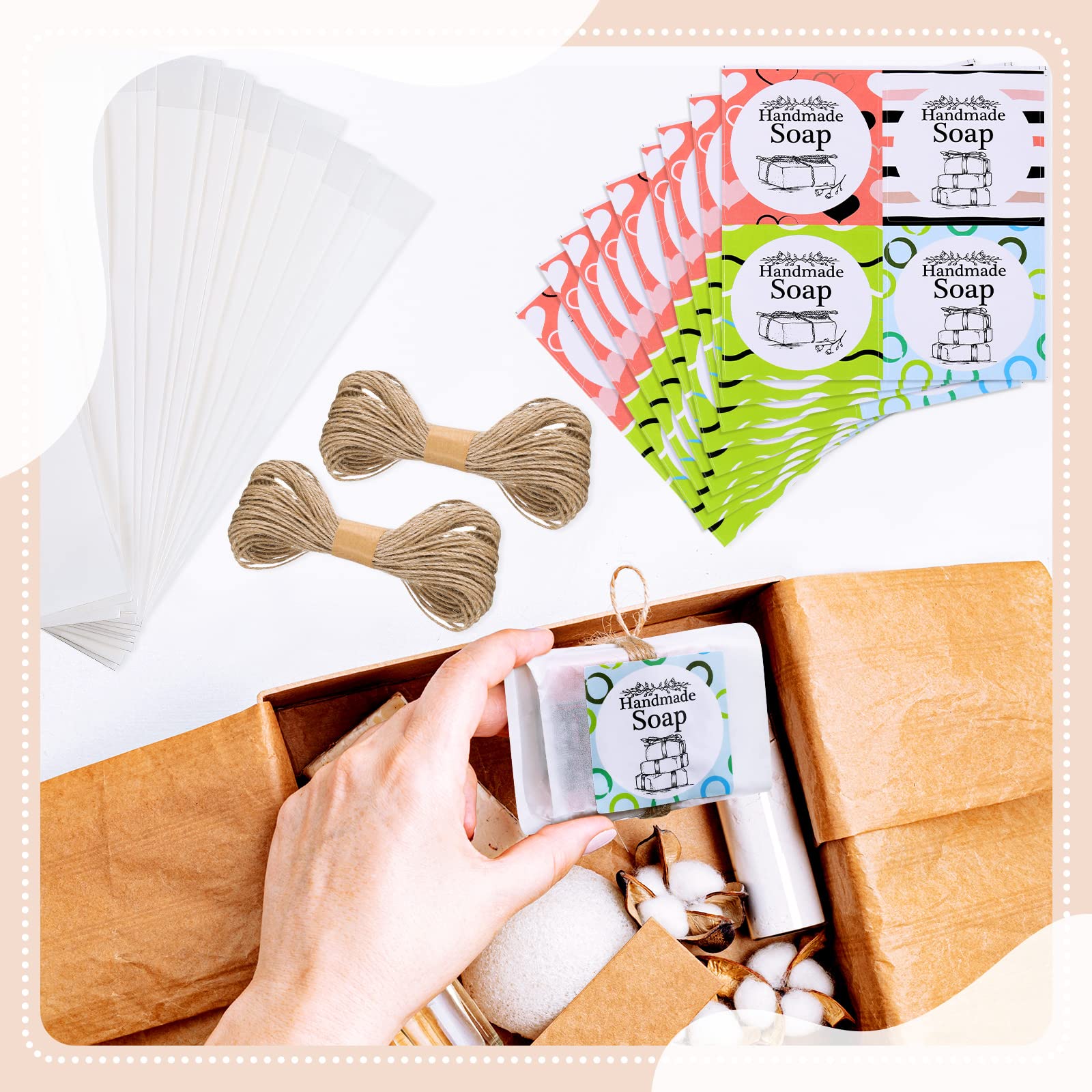 Snapklik.com : 100 Pack Soap Packaging Set Includes 100 Soap Wrapping ...