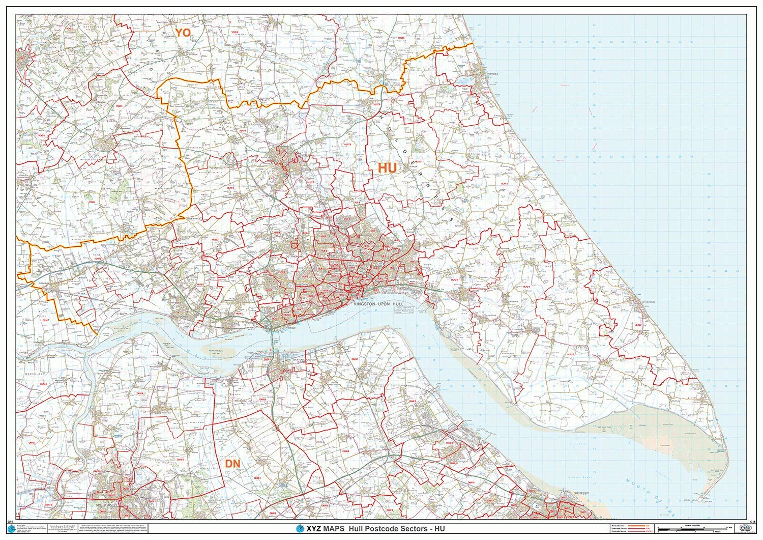 Hull - HU - Postcode Wall Map - Paper : Amazon.co.uk: Stationery ...