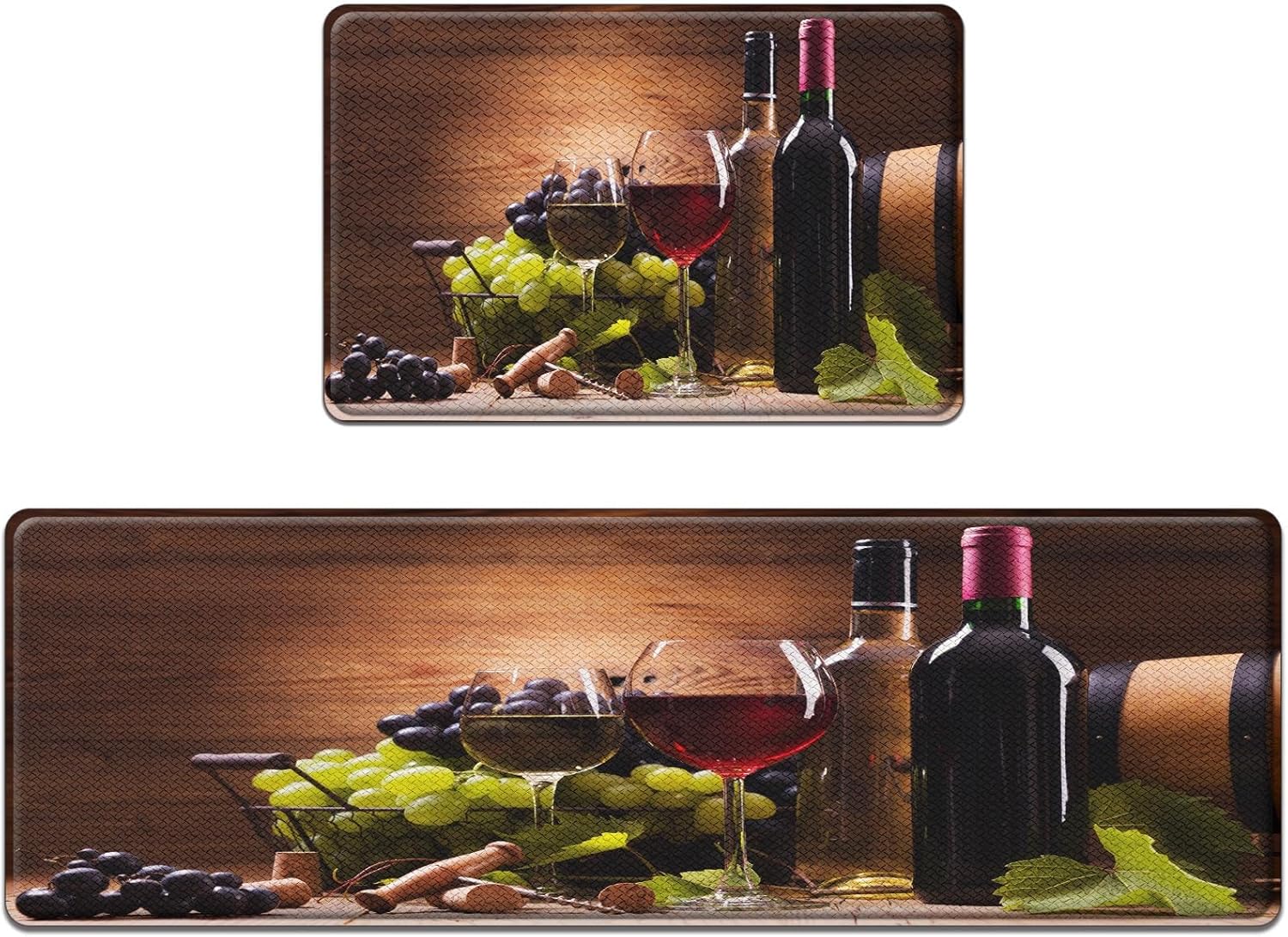 Amazon.com: Nesphy Anti-Fatigue Wine Kitchen Rug Set of 2 Cushioned ...
