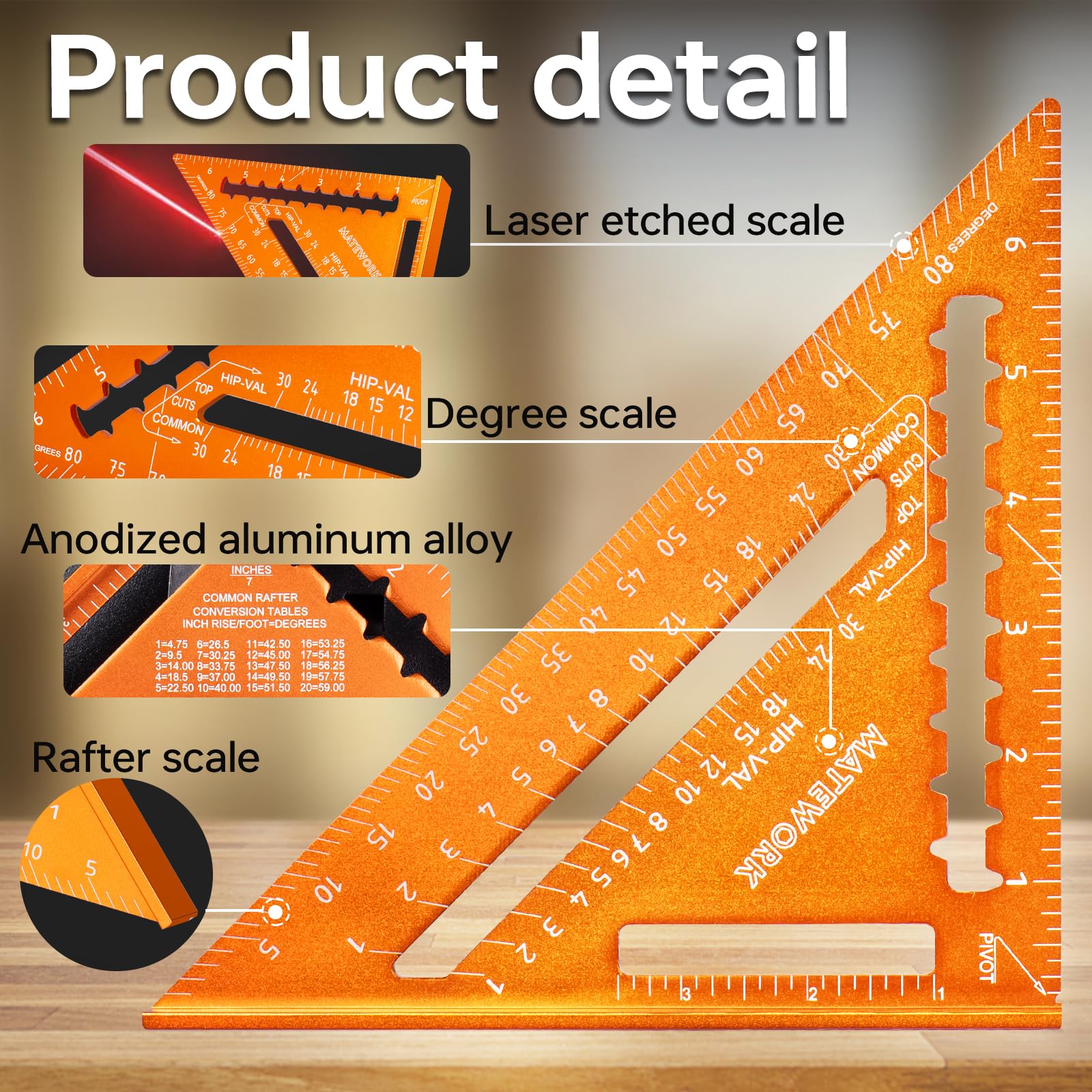 Snapklik.com : Carpenter Square 7 Inch, Rafter Square For Angle Drawing ...