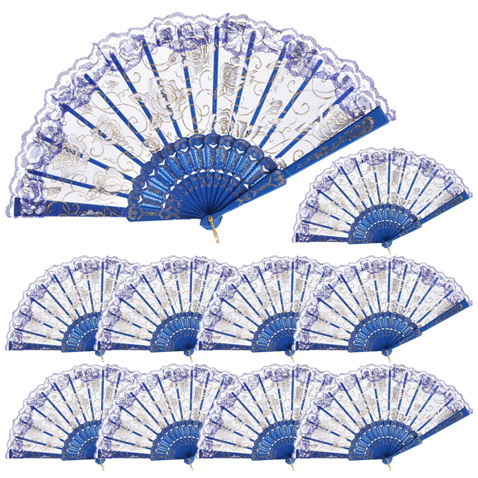 Amazon.com: QIRMIZI 10 Pcs Rose Lace Folding Fans,Silk Folding Hand ...