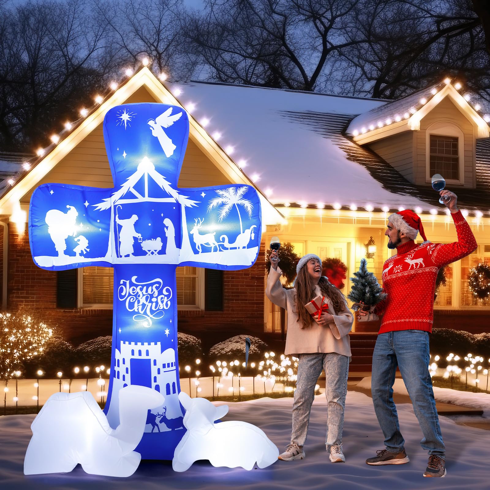 Amazon.com: Jenaai 7 FT Christmas Inflatable Nativity Scene Outdoor ...