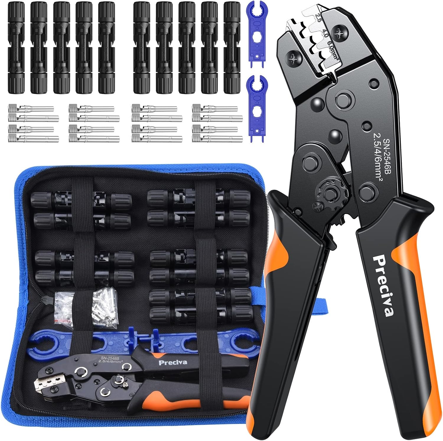 Preciva Crimpzange, Solarstecker-Set, Crimpzange mit 10 Solarmodul ...