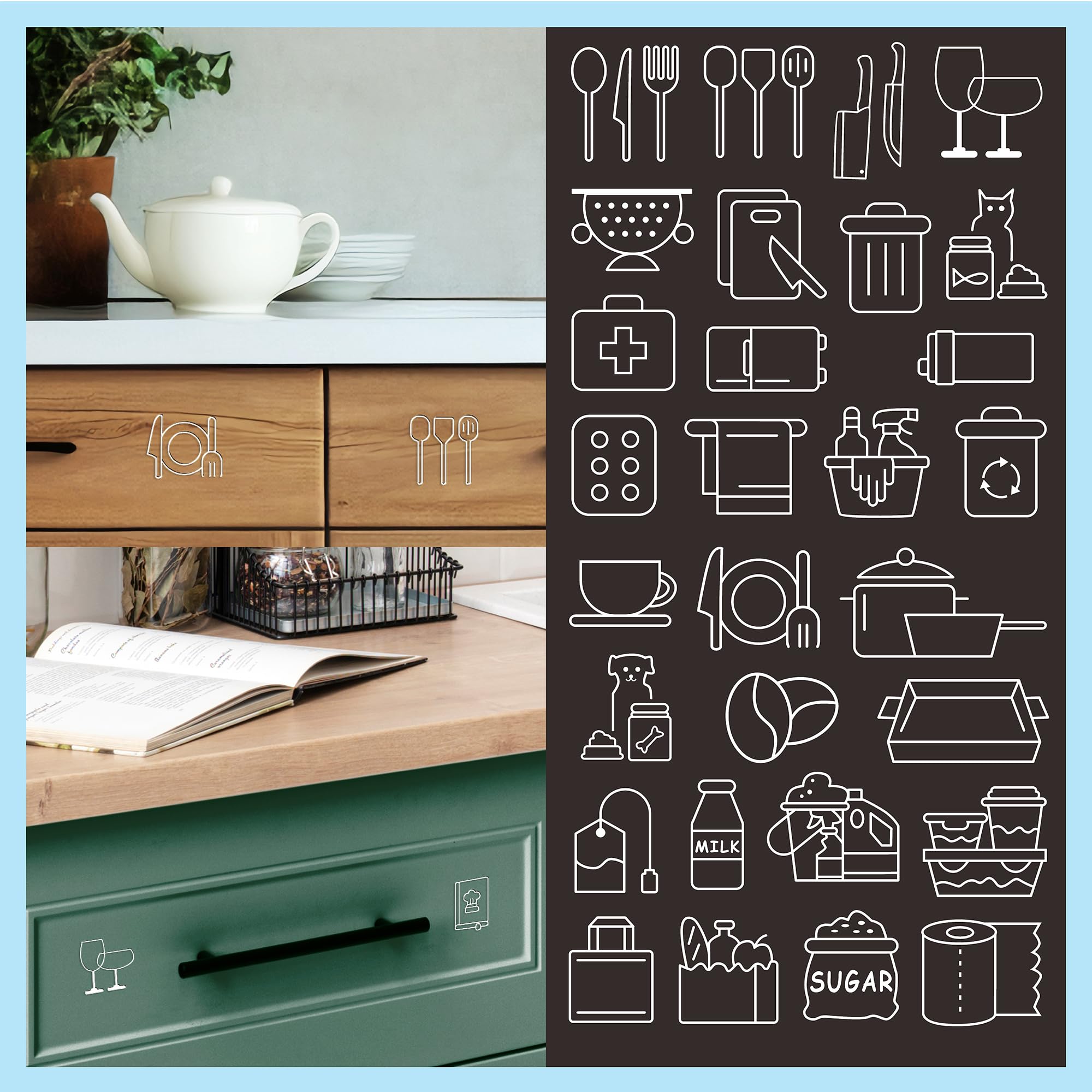 Amazon.com: 52PCS Kitchen Cabinet Labels Transparent Kitchen Closet ...