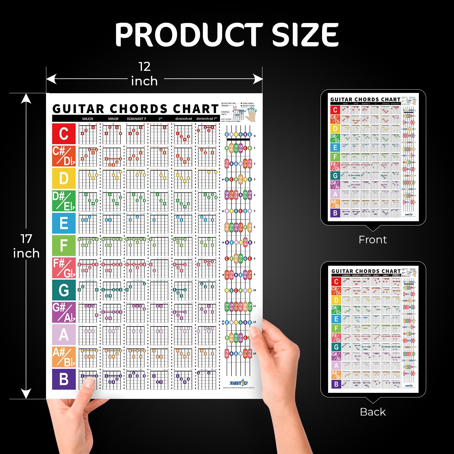 Snapklik.com : Zastic 12 In X 17 In Guitar Chords Poster Chart ...