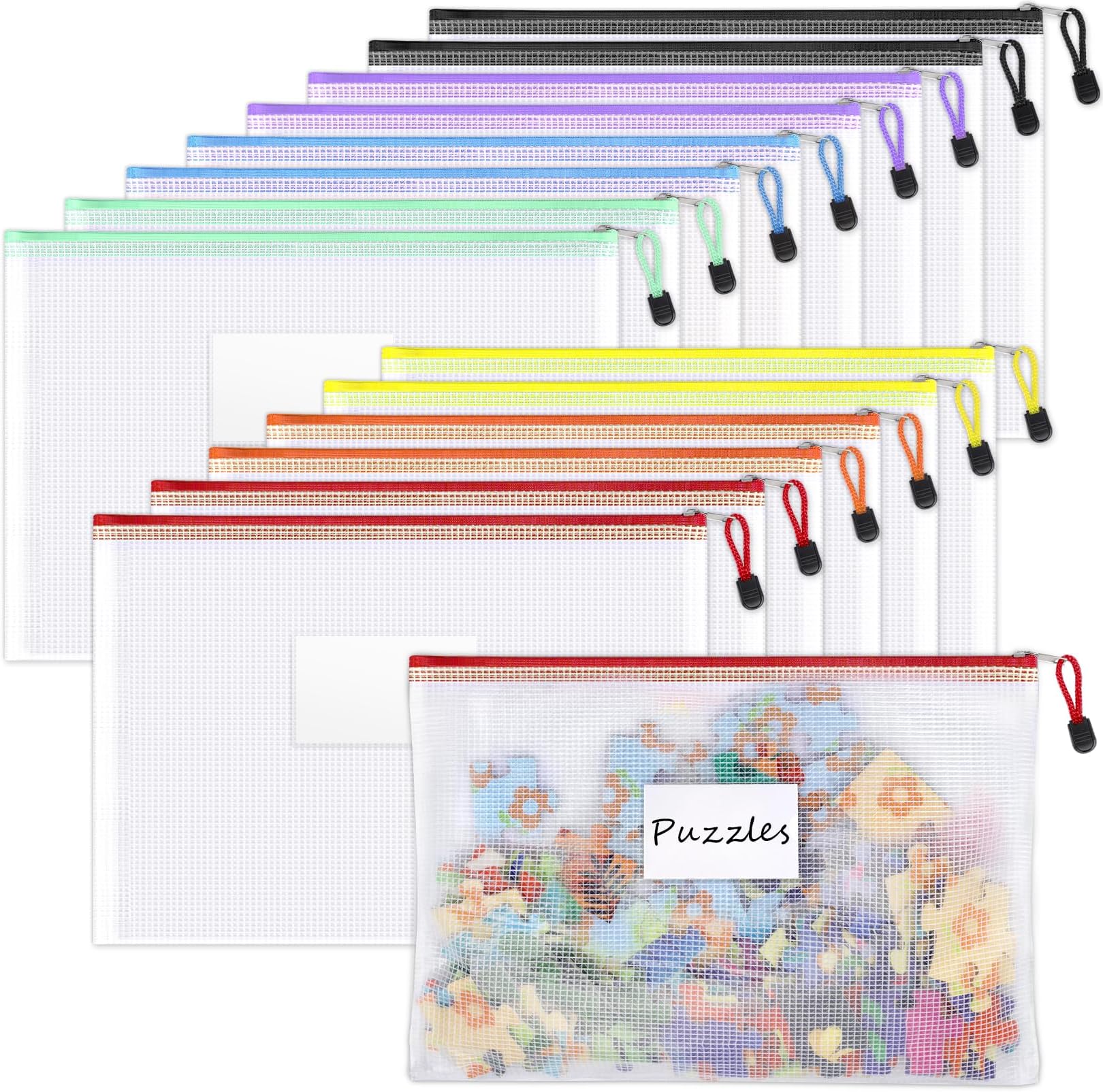 Amazon.com : 6 Pack Mesh Zipper Pouch with Label Pocket, Waterproof ...