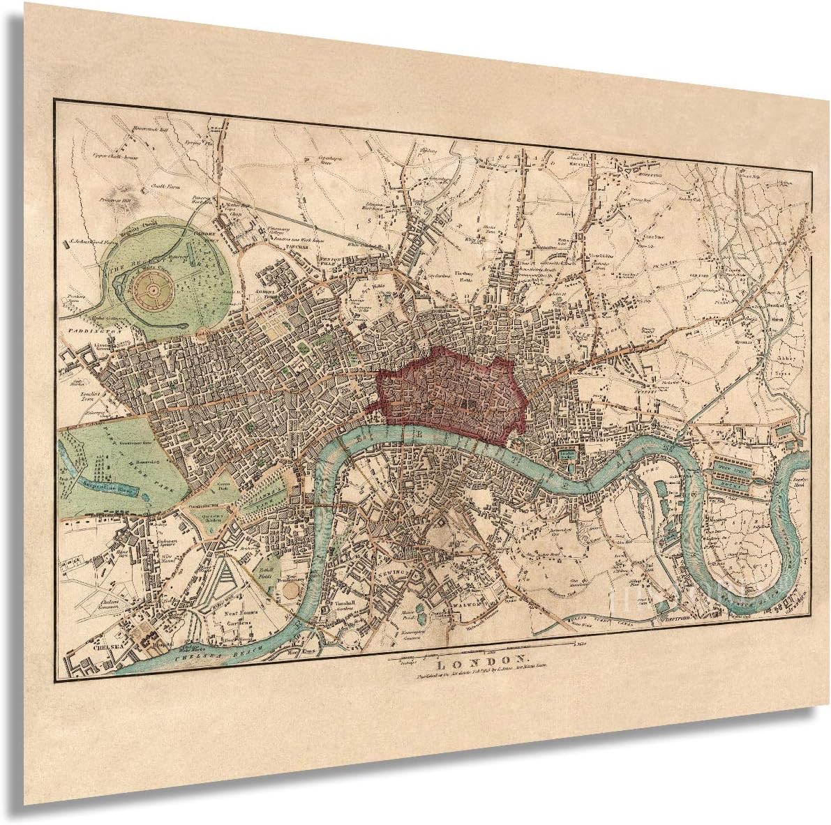 HISTORIX Vintage 1815 England Map – Arte de pared histórico de 24 x 36 ...