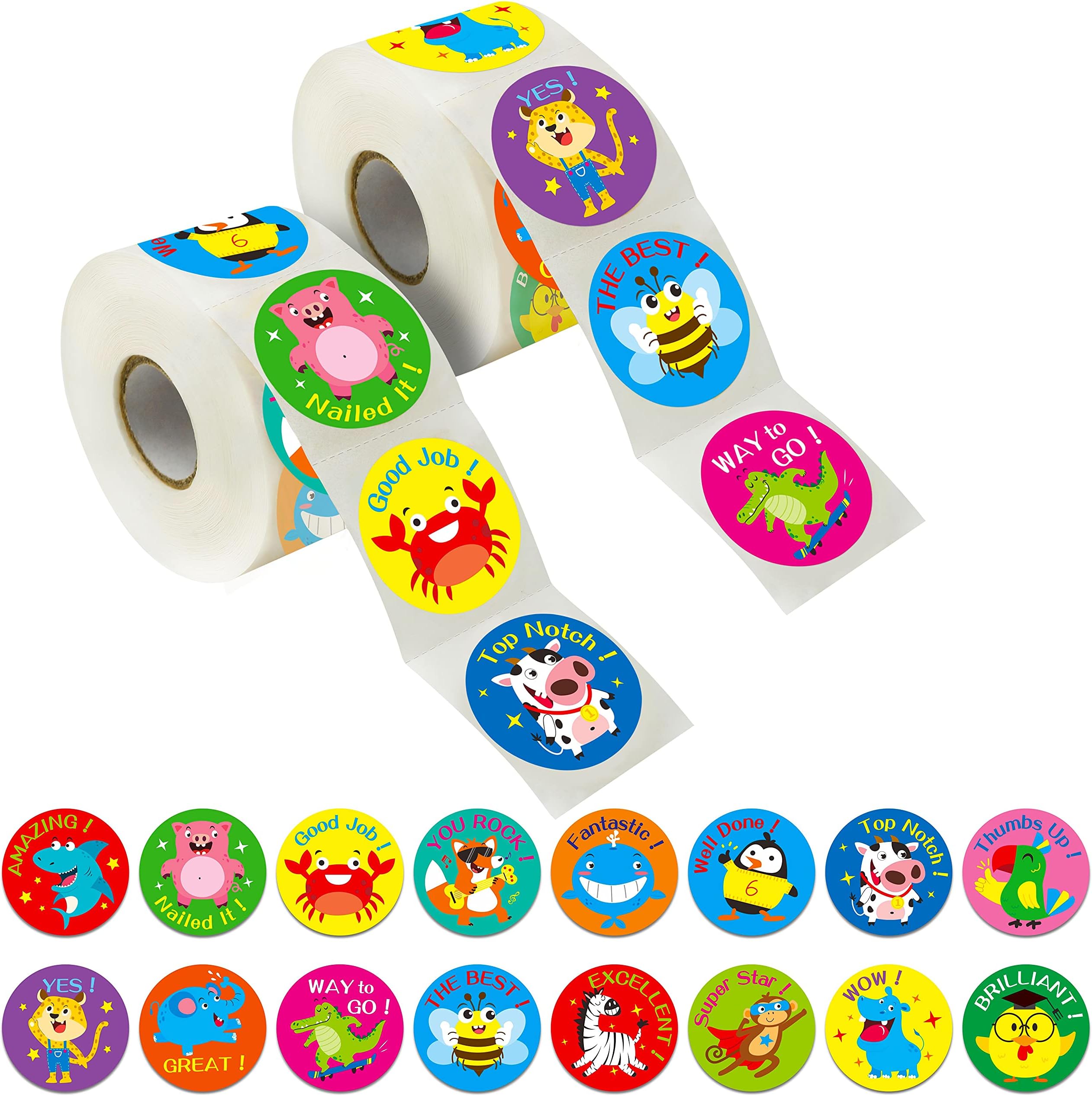 Amazon.com: 625 Pcs Round Animal Stickers 25 Designs Cute Animals ...