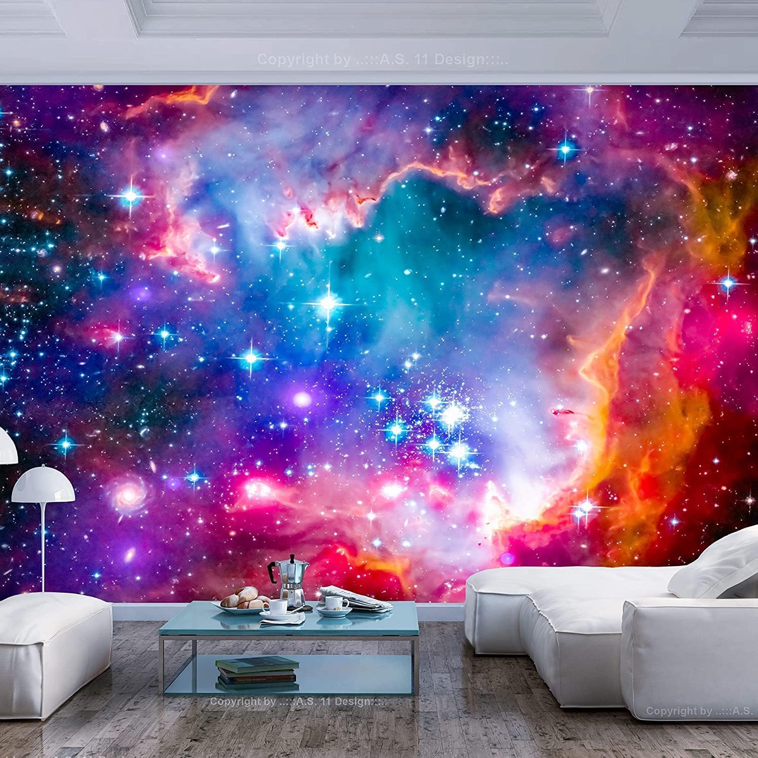 LILOKKO Custom 3D Galaxy Peel And Stick Mural Purple Nebula Sky ...