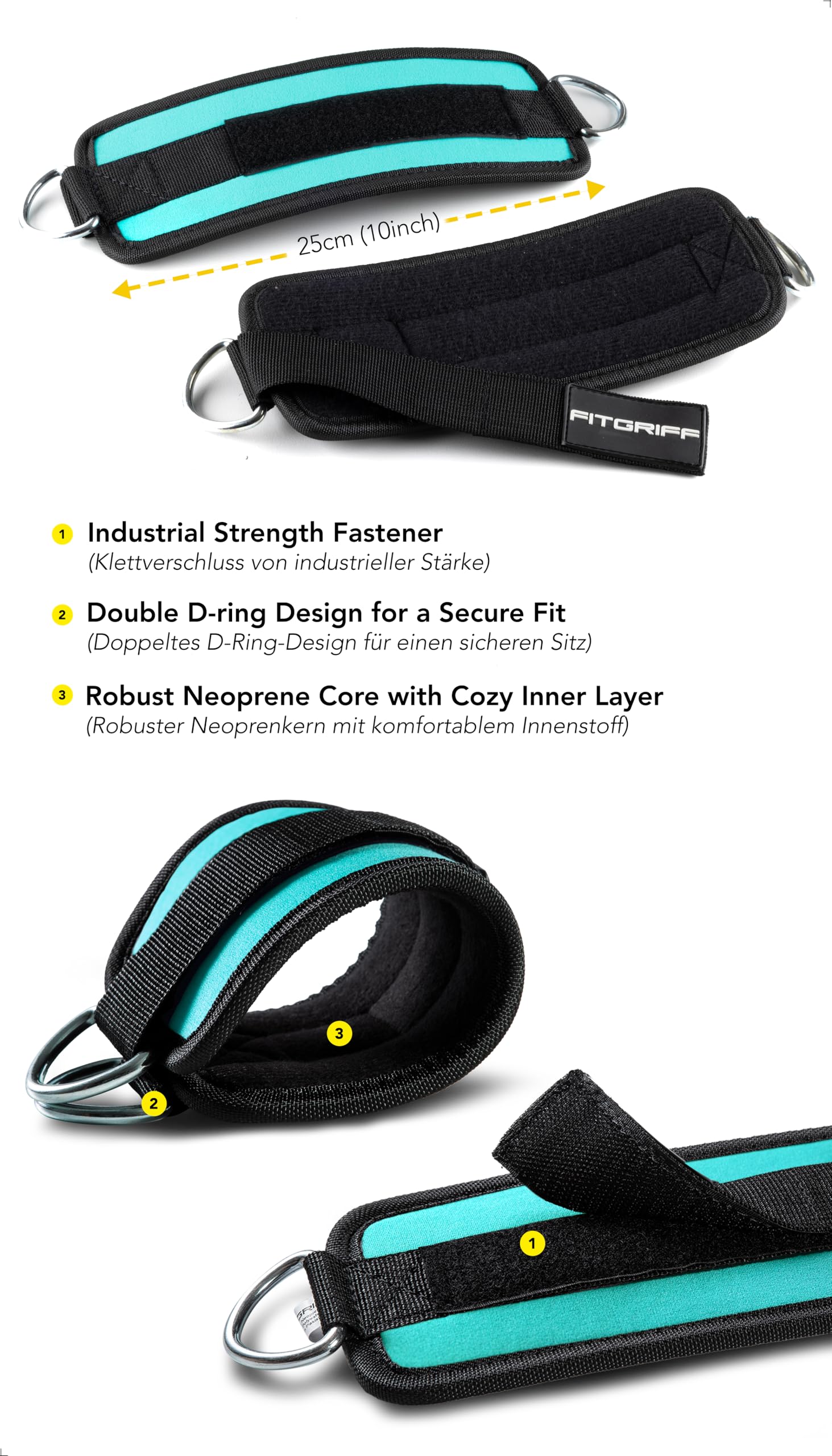 Snapklik.com : Fitgriff Ankle Straps V1 For Cable Machine