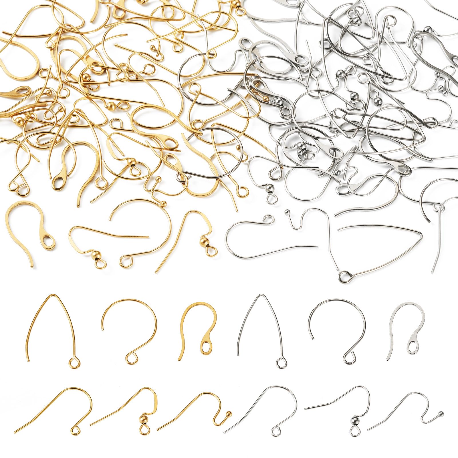 Amazon.com: Pandahall 96Pcs Stainless Steel Earring Hooks Ear Wire ...