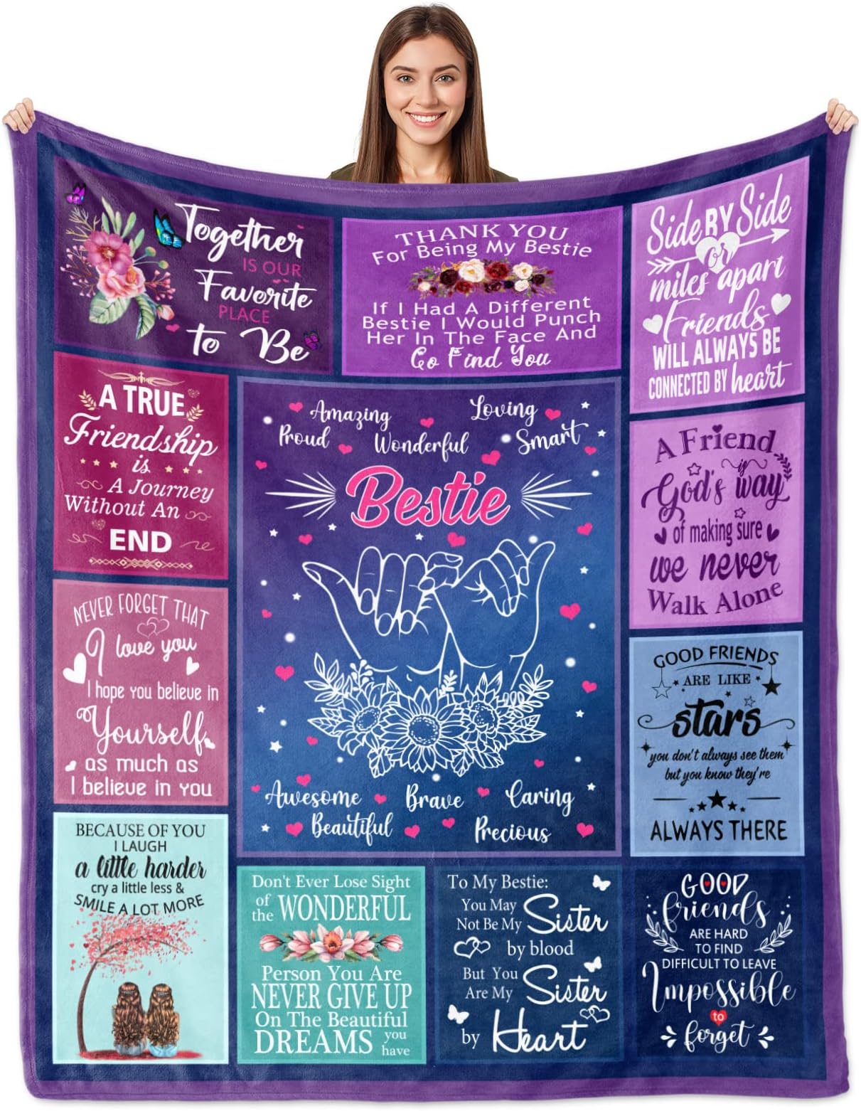 Amazon.com: Best Friend Blanket Birthday Gifts with Loving Messages ...