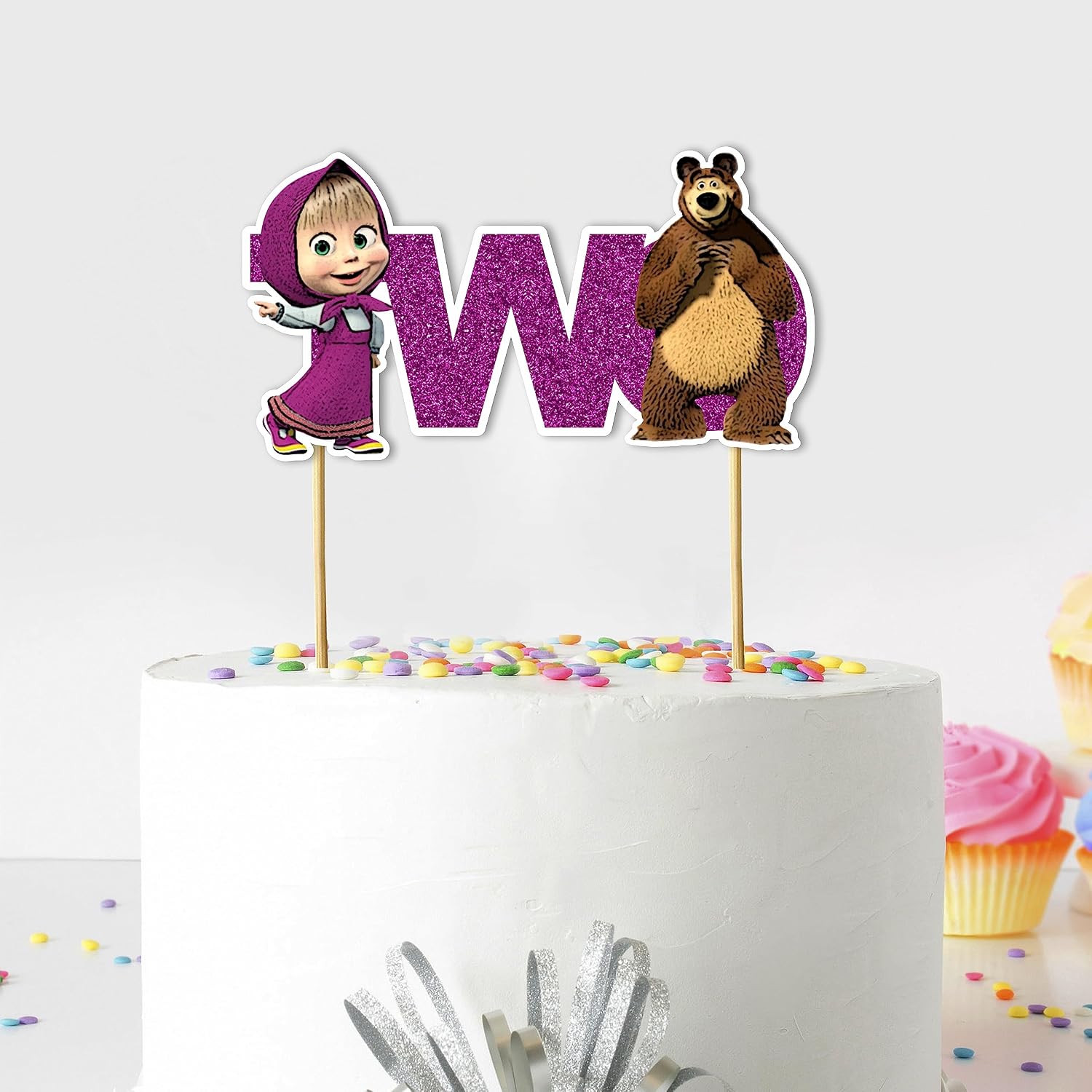 Amazon.com: Seyal® Masa and The Bear Two Cake Topper : Grocery ...