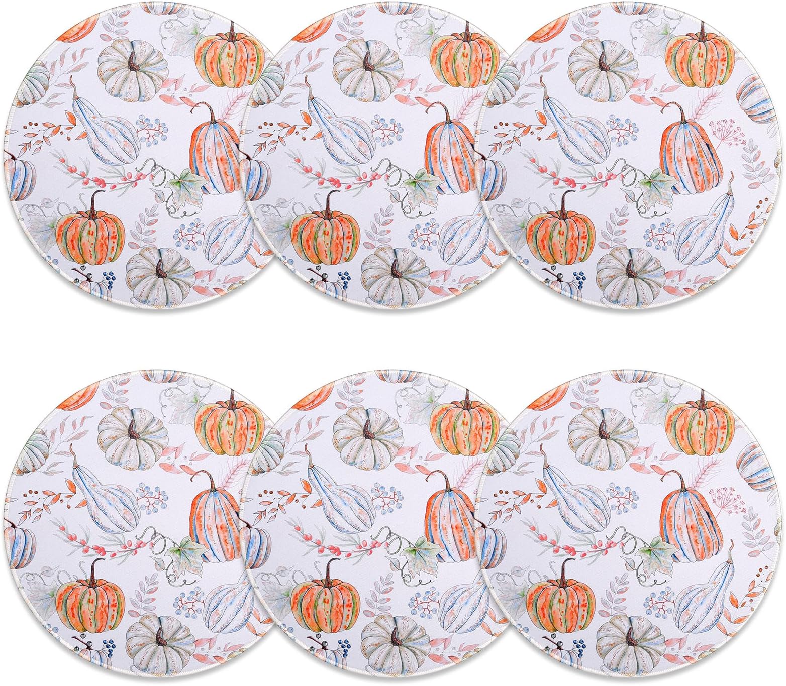 Amazon.com: Pumpkins Placemats Set of 6 Round Fall Table Mats 13 Inch ...