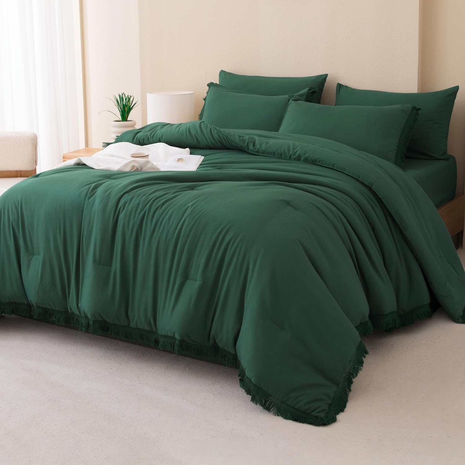 Amazon.com: Andency King Size Comforter Set with Sheets Dark Emerald ...