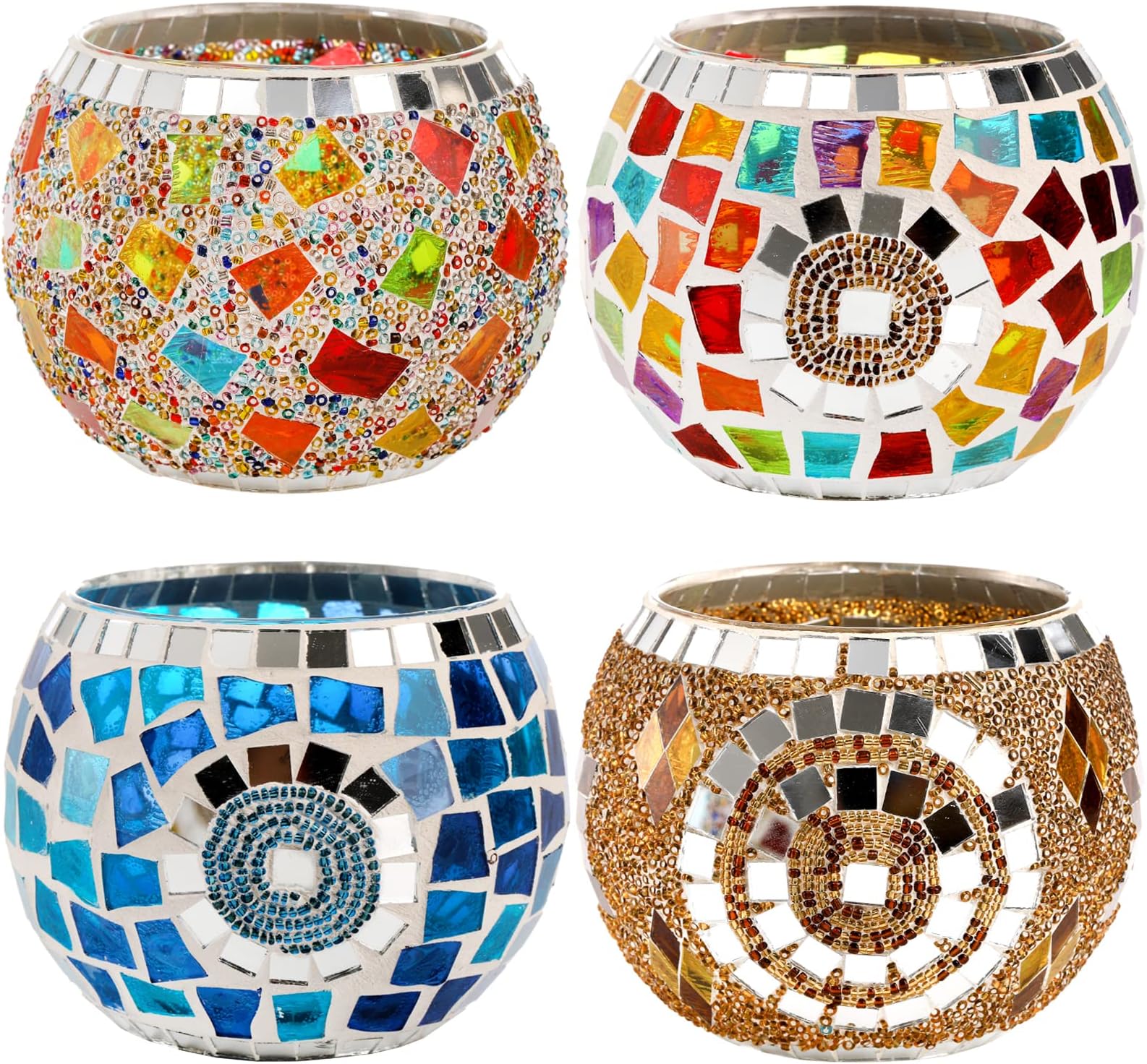 Amazon.com: Set of 3 X Handmade Turkish Moroccan Glass Mosaic Candle ...