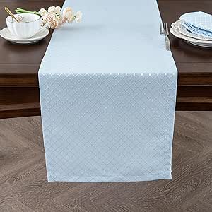 Amazon.com: Joyfol Day Jacquard Light Blue Table Runner,Diamond Dot ...