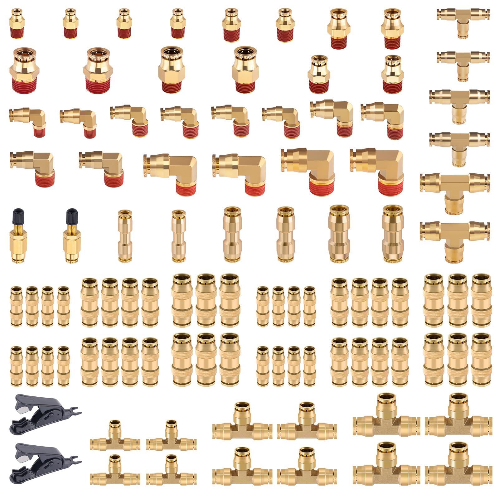 Amazon.com: CheeMuii 101 Pcs Brass DOT Air Line Fittings Kit Brass DOT ...