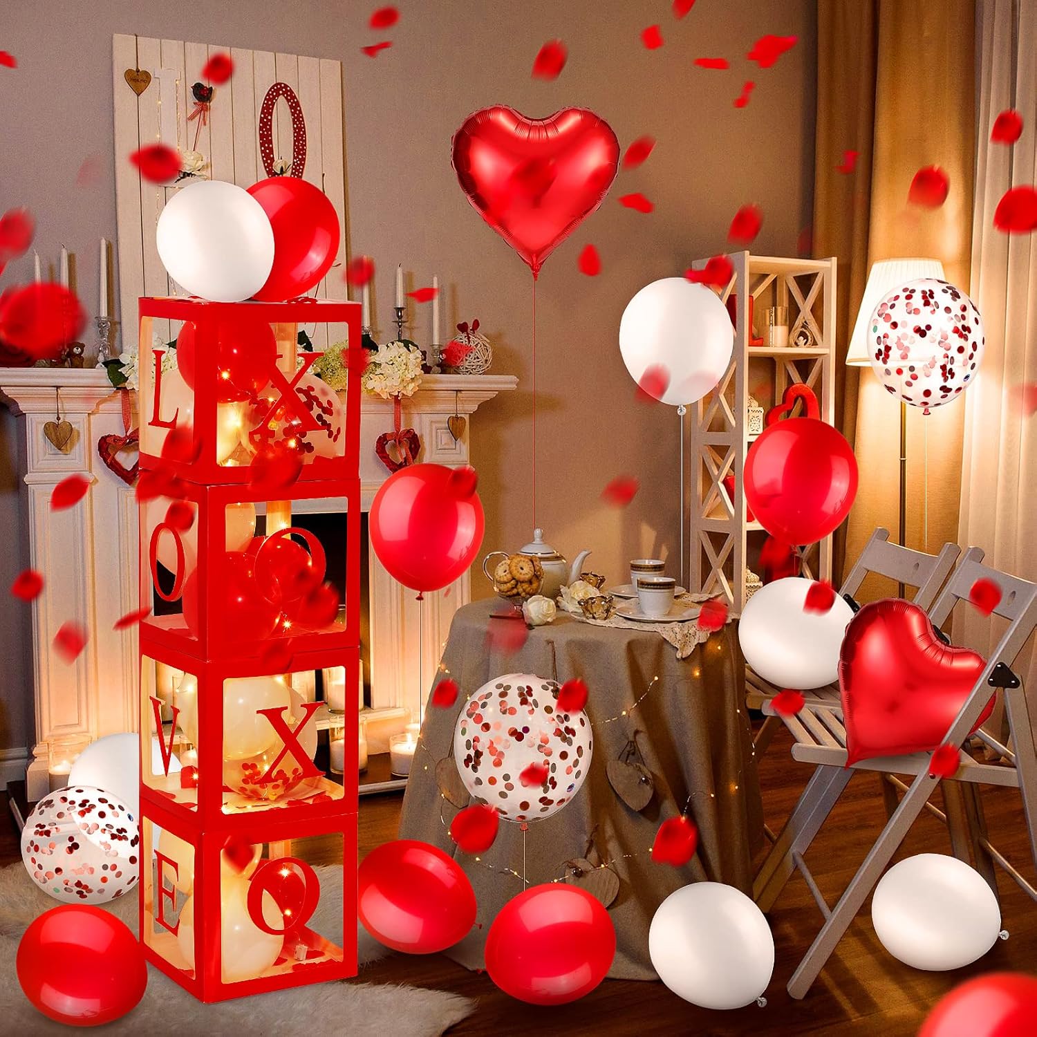 Amazon.com: 61 Pcs Valentine's Day Party Supplies Red Balloons ...