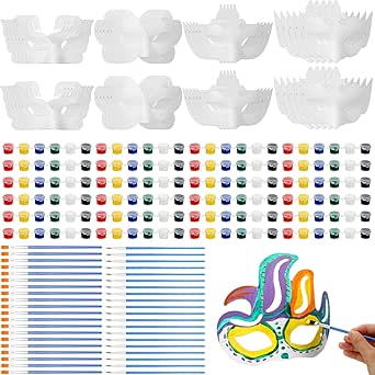 Amazon.com: HyDren 160 Pcs Halloween DIY Half Face Mask Making Kit Bulk ...