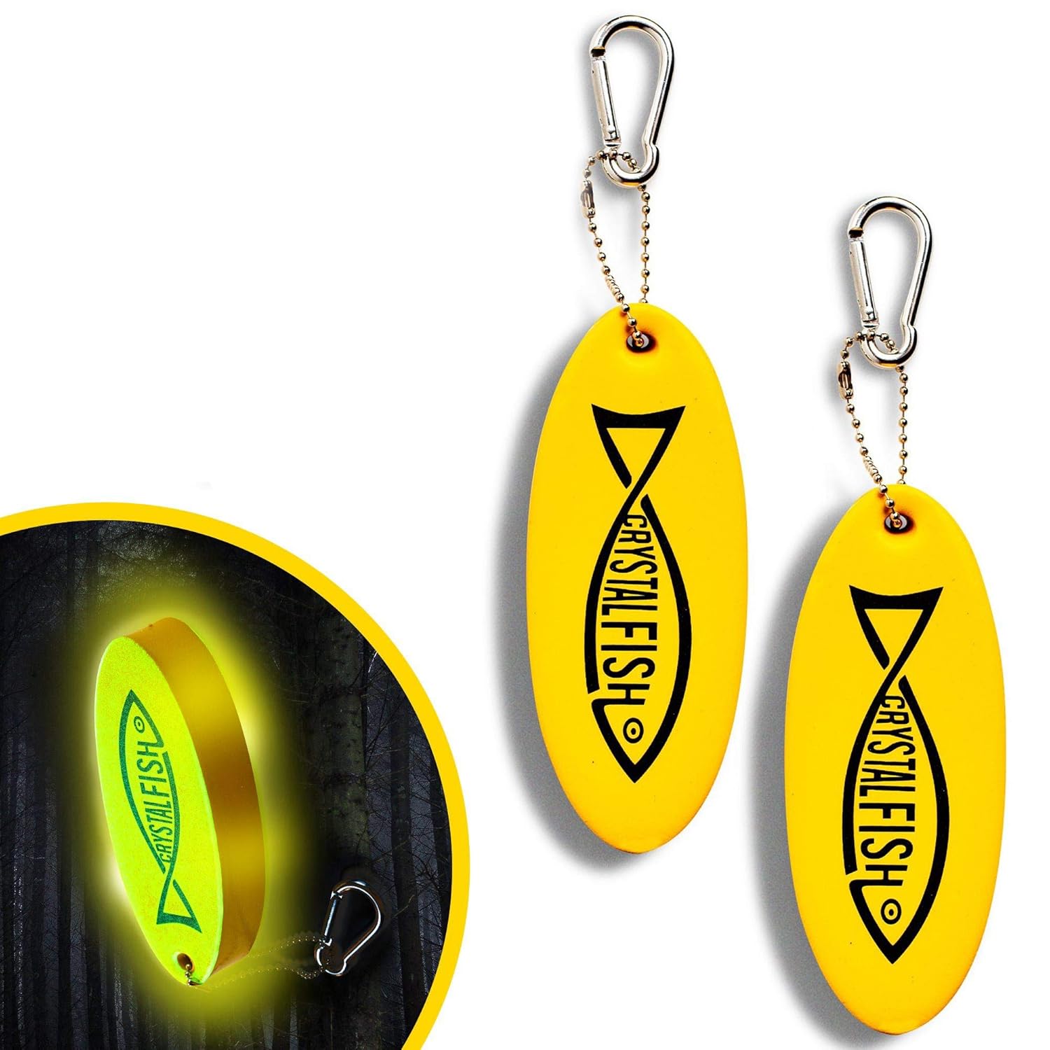 CRYSTAL FISH Floating Keychain Foam Yellow Floatable Key Chain ...