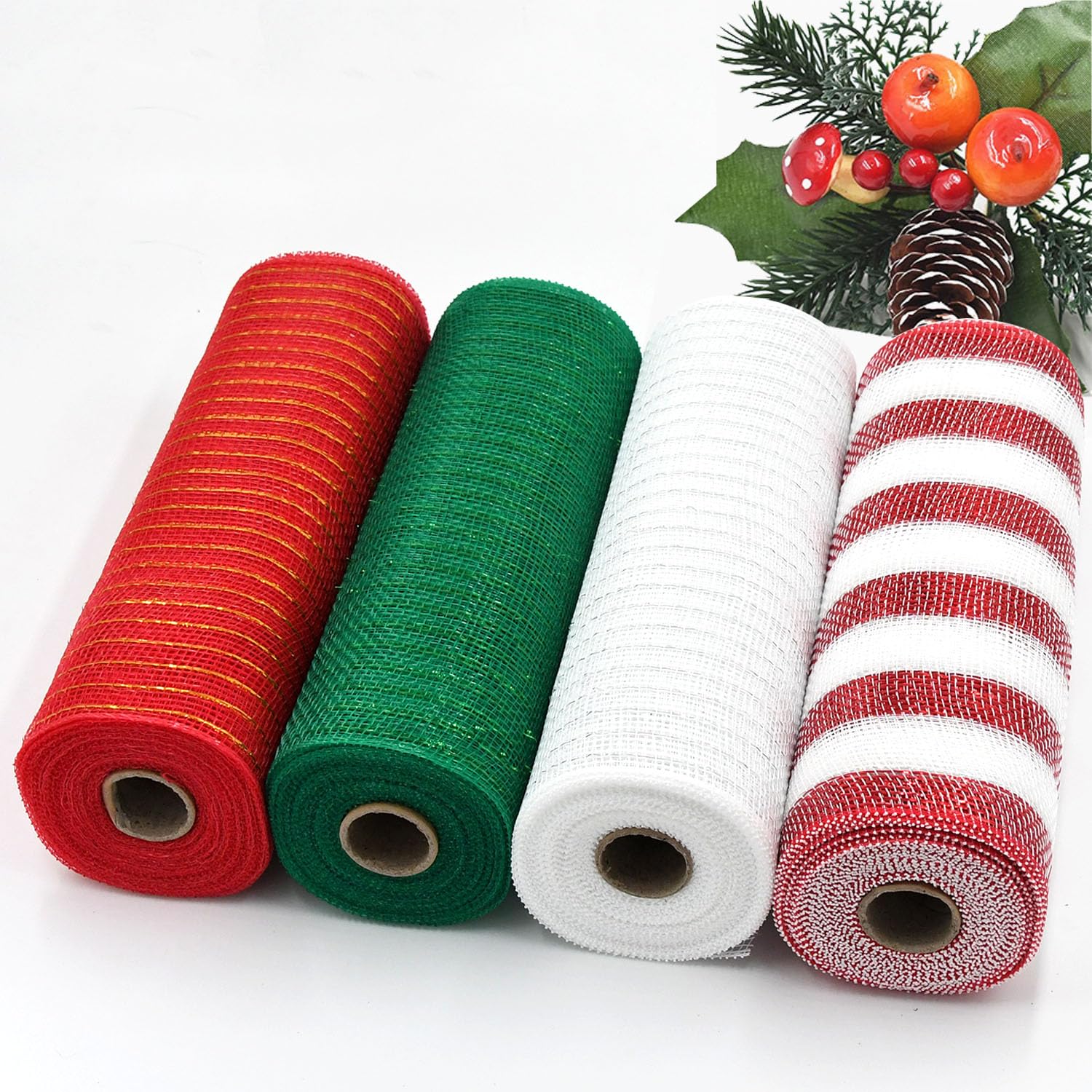 Amazon.com: NBHH Christmas Mesh Ribbon Deco Metallic Fall Mesh Metallic ...
