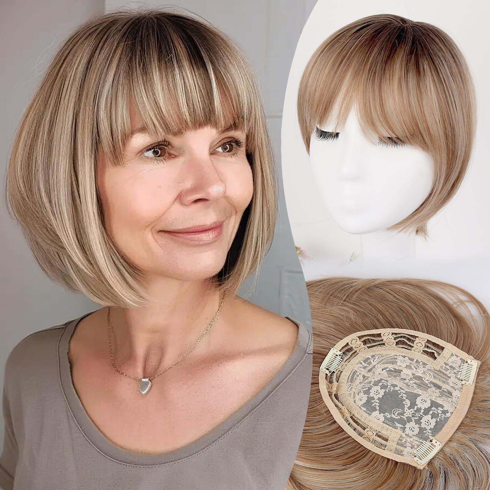 Amazon.com : Oseti Short Hair Topper Hair Toppers for Women Short Bob ...