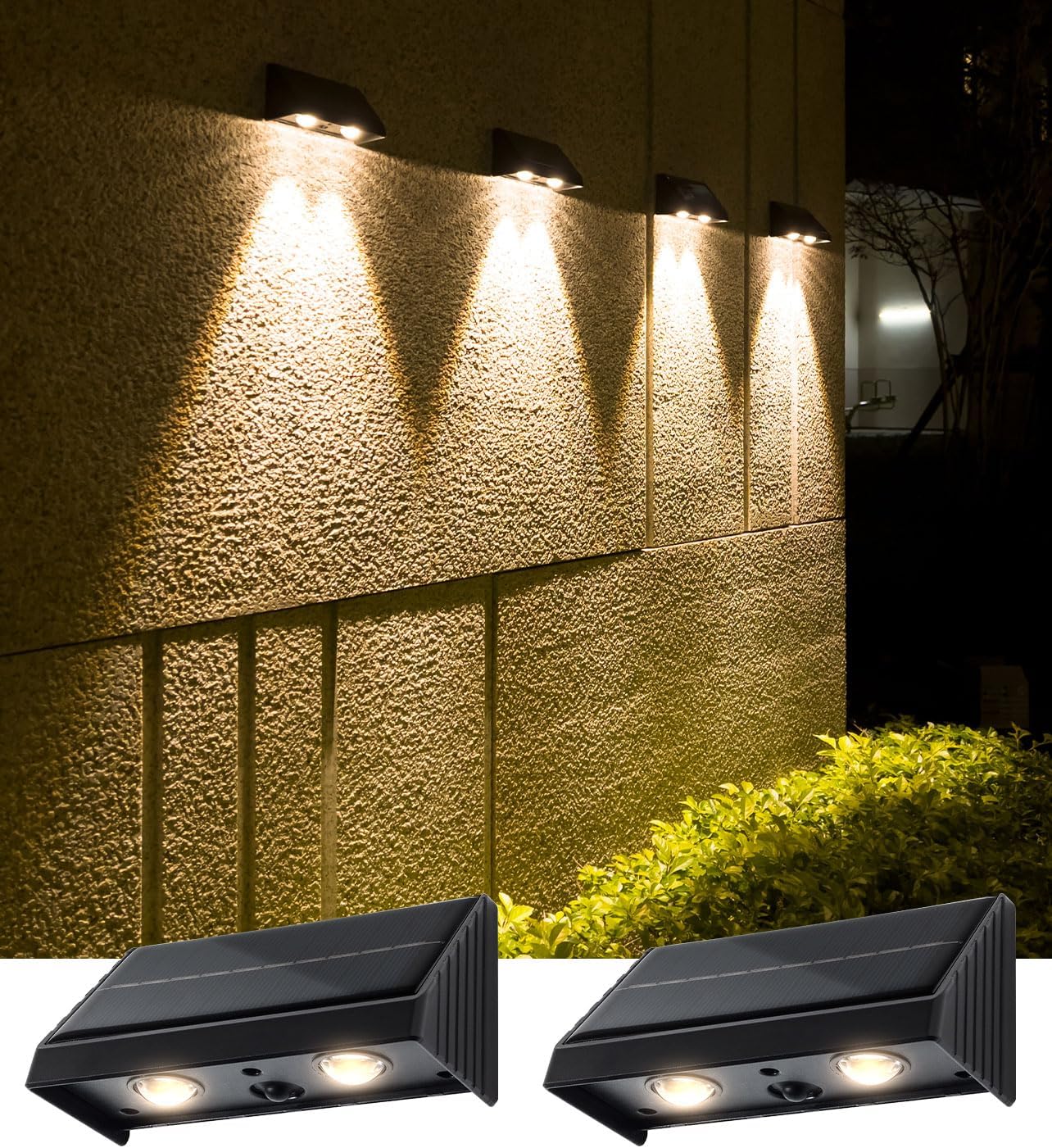 XmnSoly Solar Fence Lights Outdoor Waterproof LED Solar Wall Lights ...