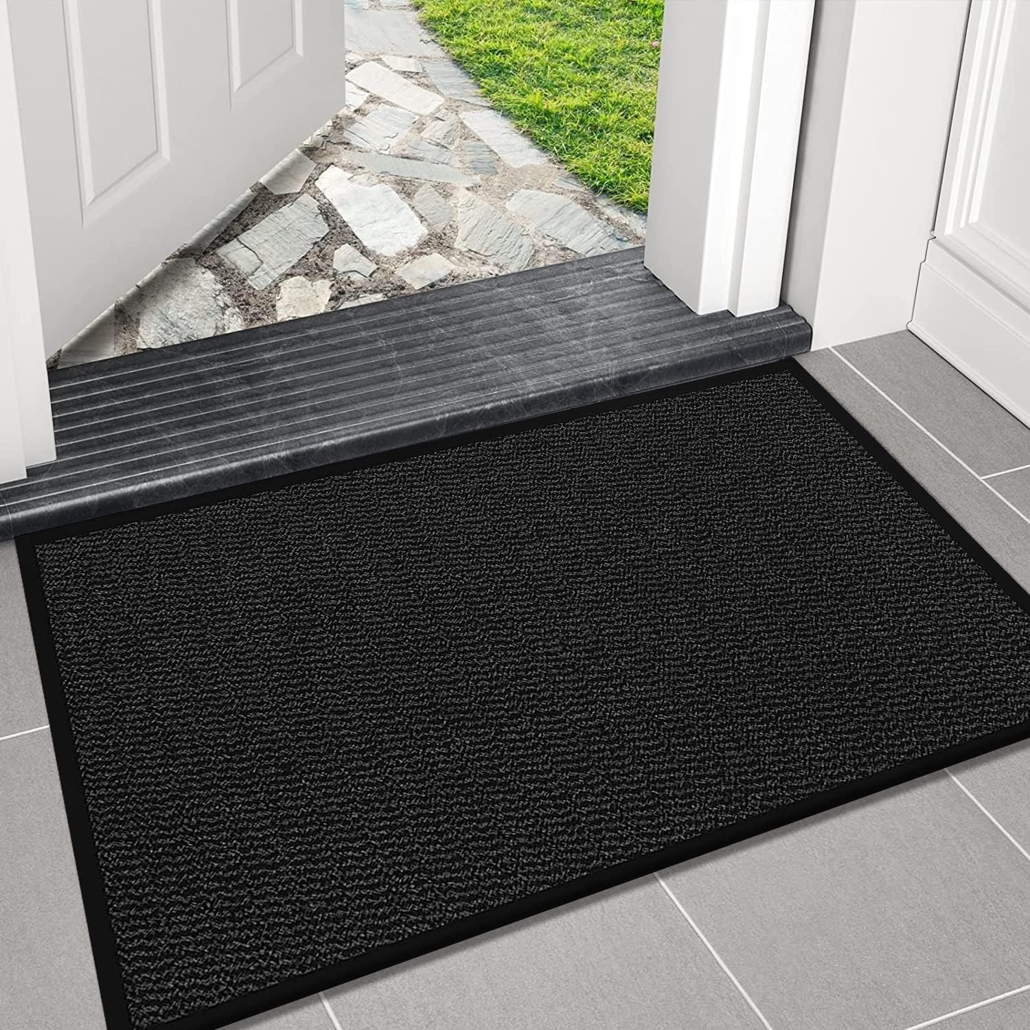 Large Door Mat Entrance Dirt Grabber Floor Mat - Black, 60 x 90 cm ...