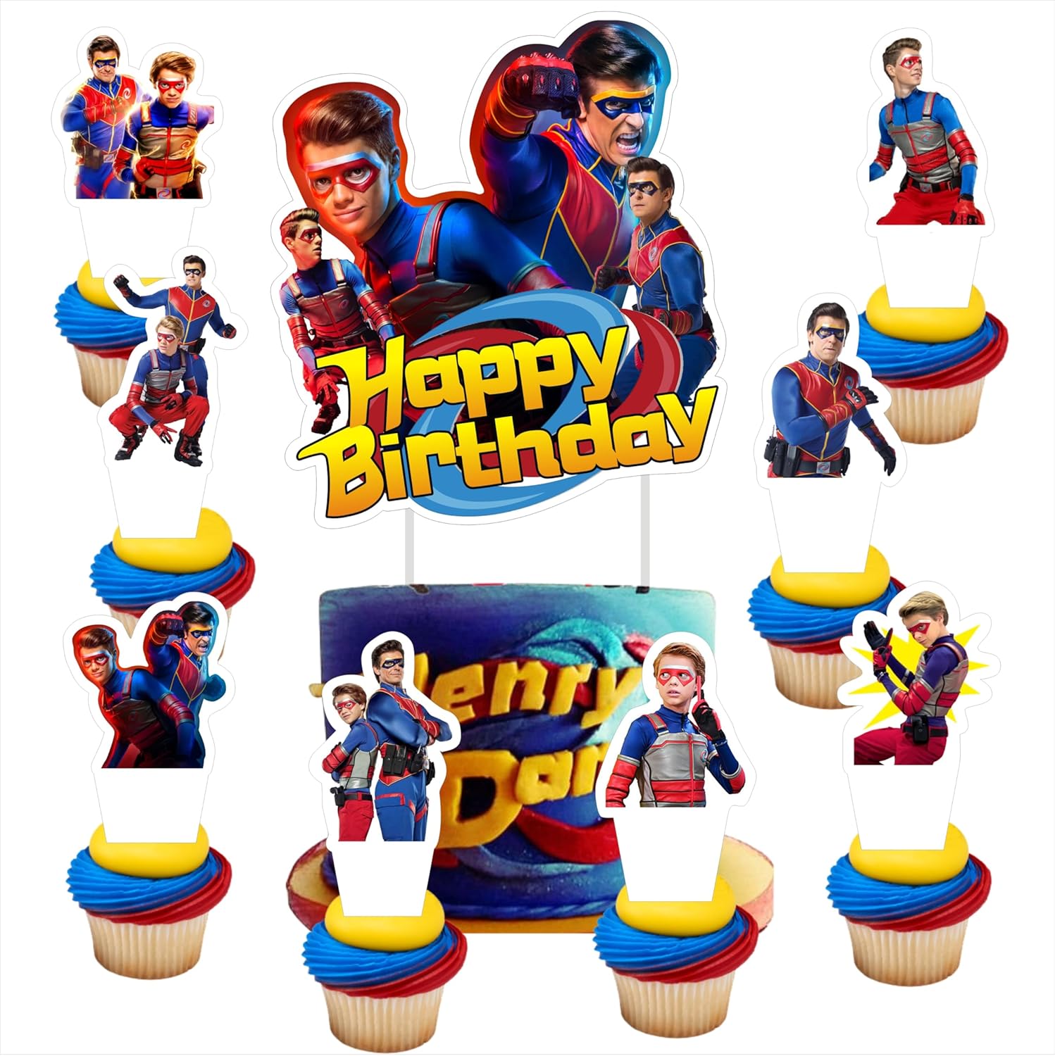 24Pcs Danger of Henry Cupcake Toppers and Cake Topper for Danger of ...