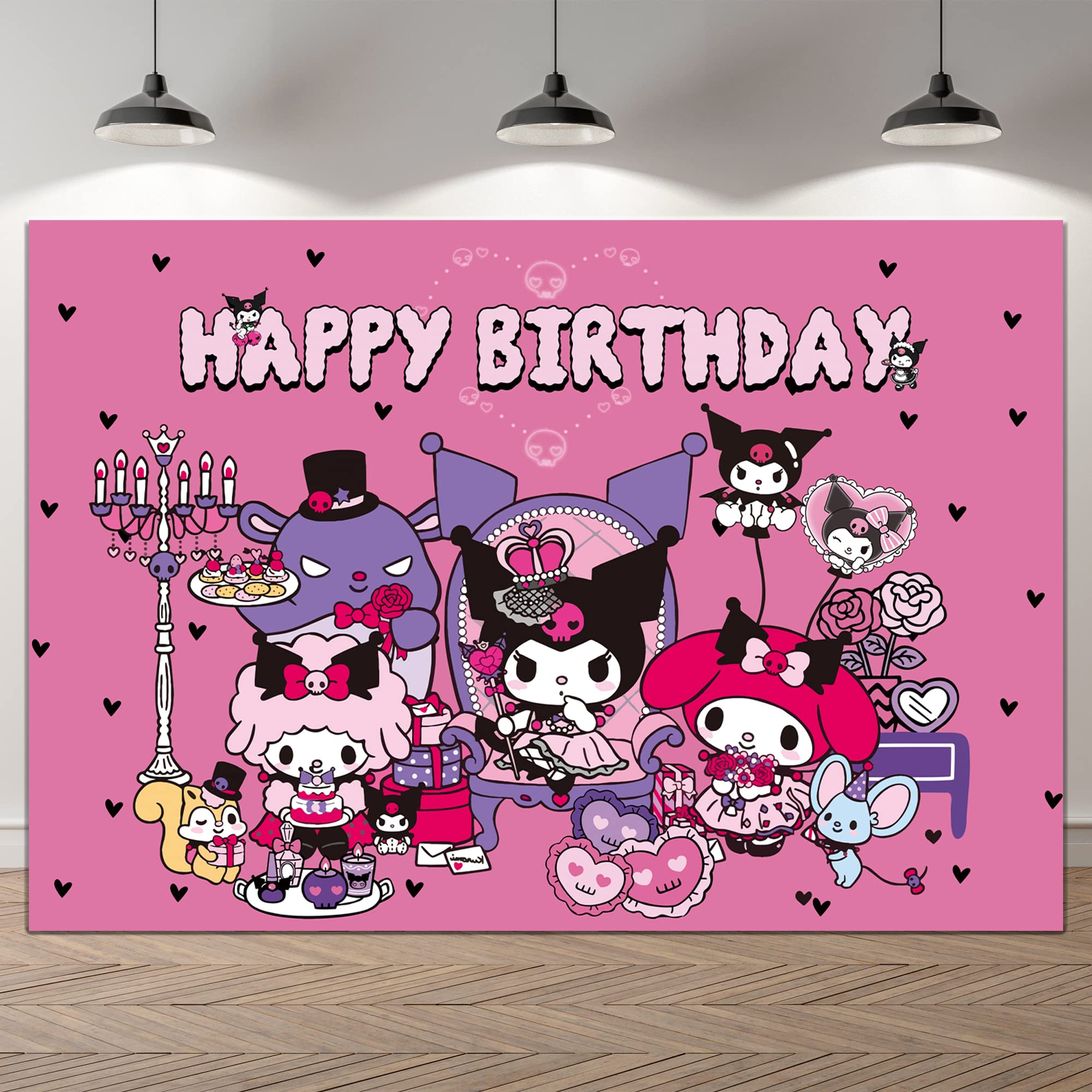 Buy Kuromi Party Supplies Kuromi Backdrop for Birthday, 5*3FT Kuromi ...