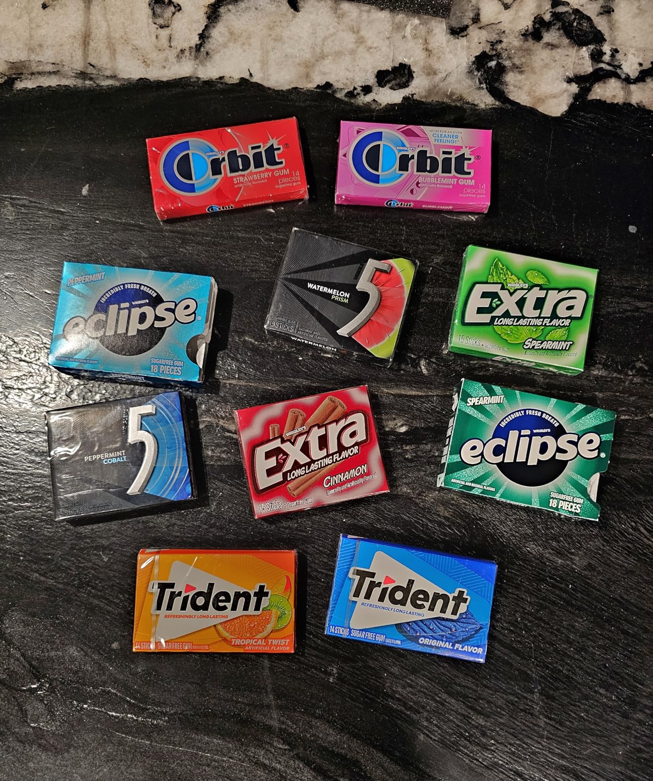 Amazon.com : Sugar Free Gum Variety Pack of 10 Flavors - 2 Flavors Each of Extra, Trident ...