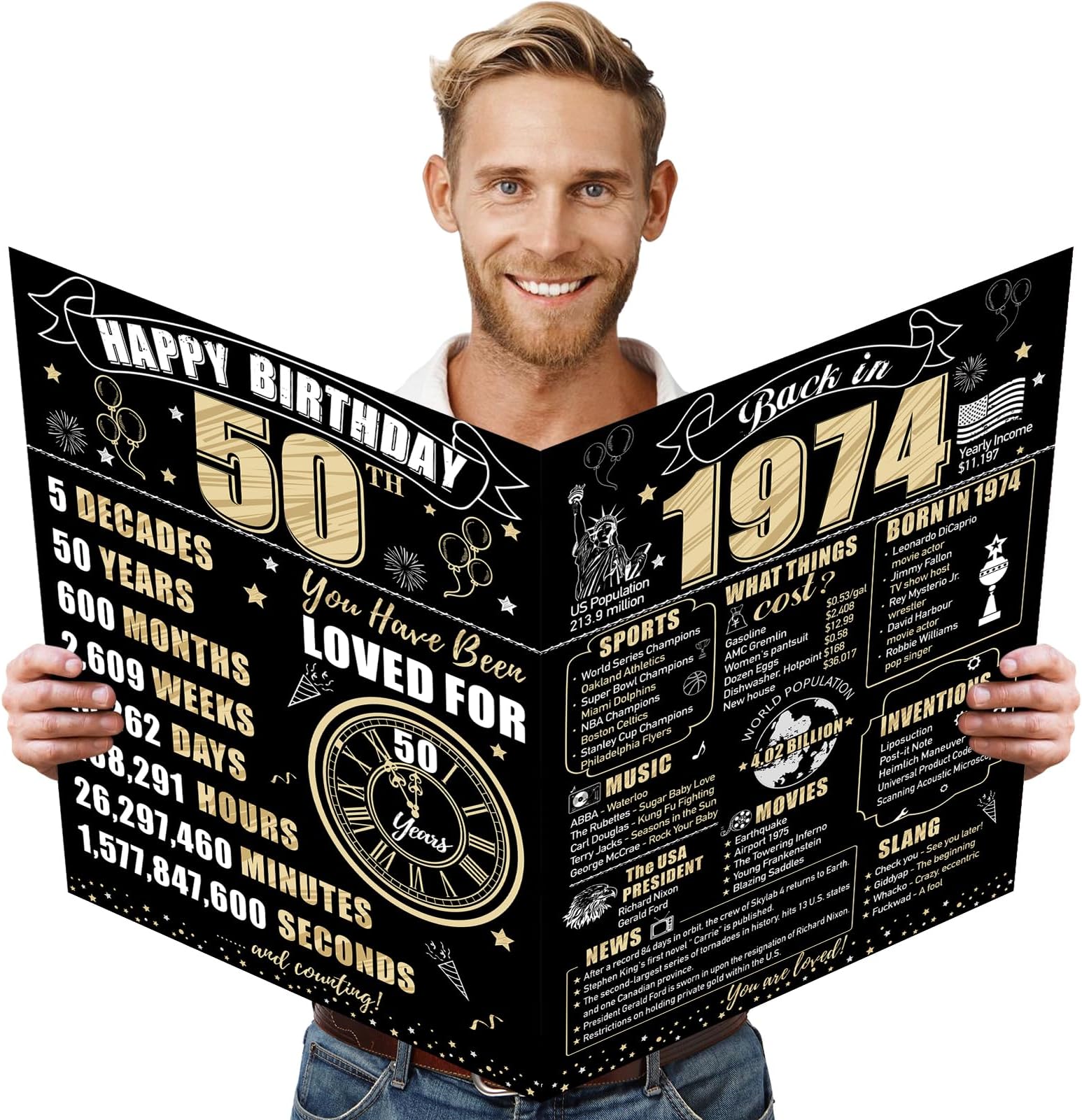 Amazon.com : Turypaty Large 50th Birthday Card With Envelope for Men ...