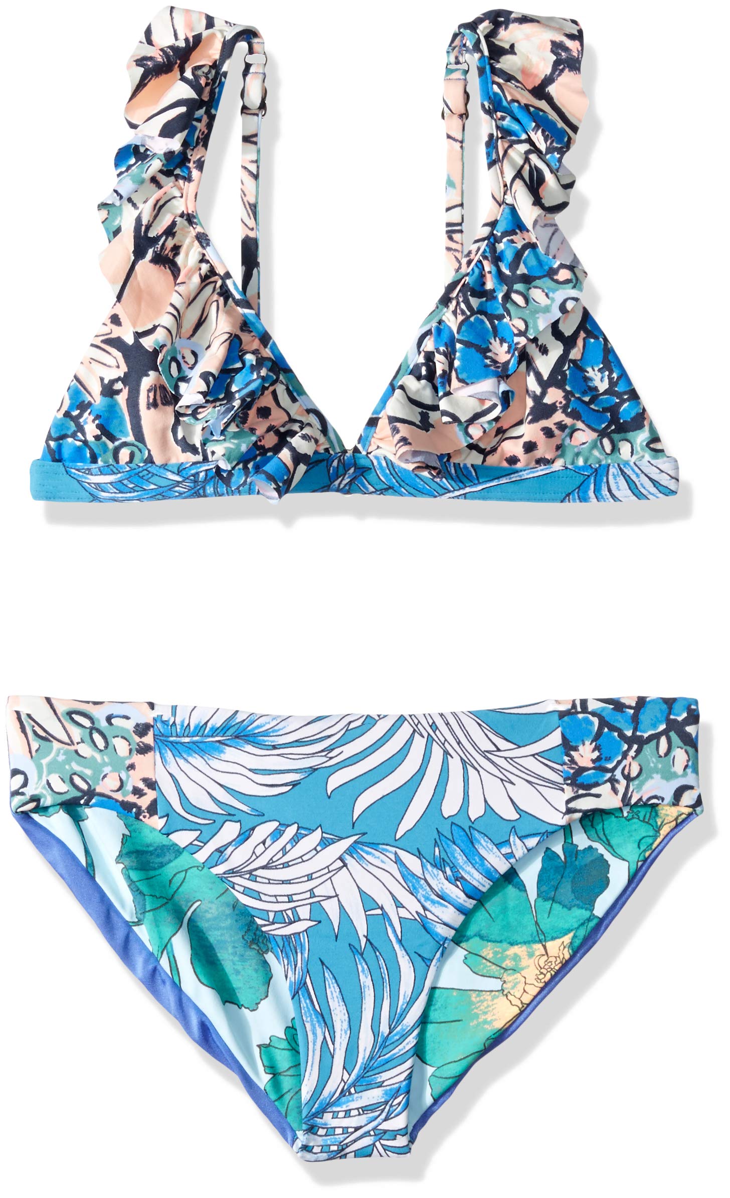 Amazon.com: Maaji Girls' Fixed Triangle with Ruffle Straps Bikini ...