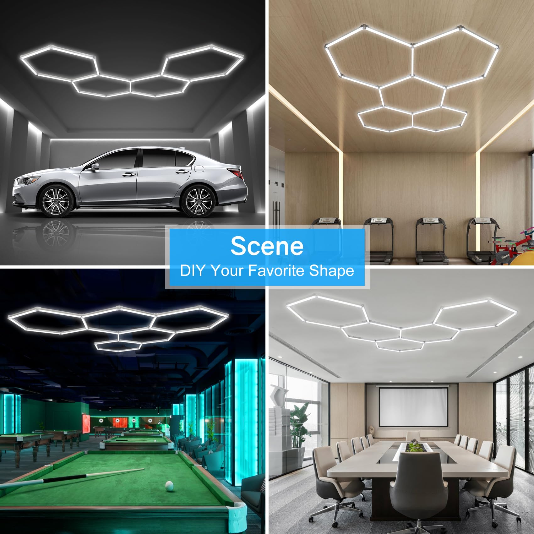 Snapklik.com : Hexagon Garage Lights, 25-Pack Ceiling Assembling Lights ...