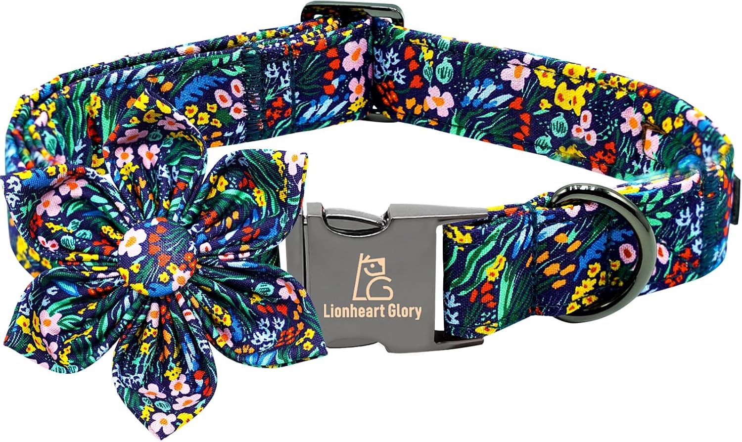 Amazon.com : Lionheart glory Dog Collar Darkblue Flower Dog Bow Collars ...