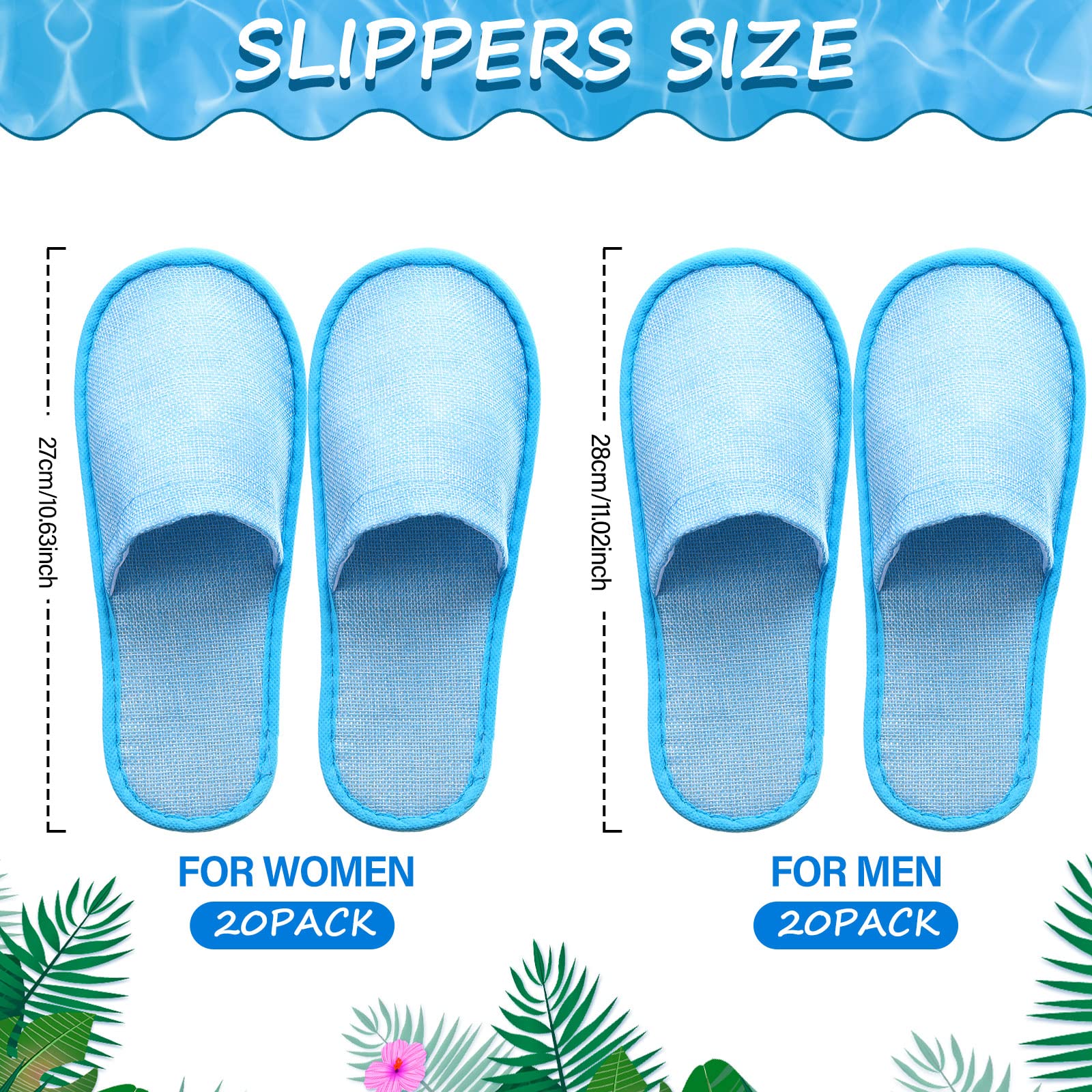 JaGely 40 Pairs Washable Slippers Non Slip Spa Slippers Unisex ...