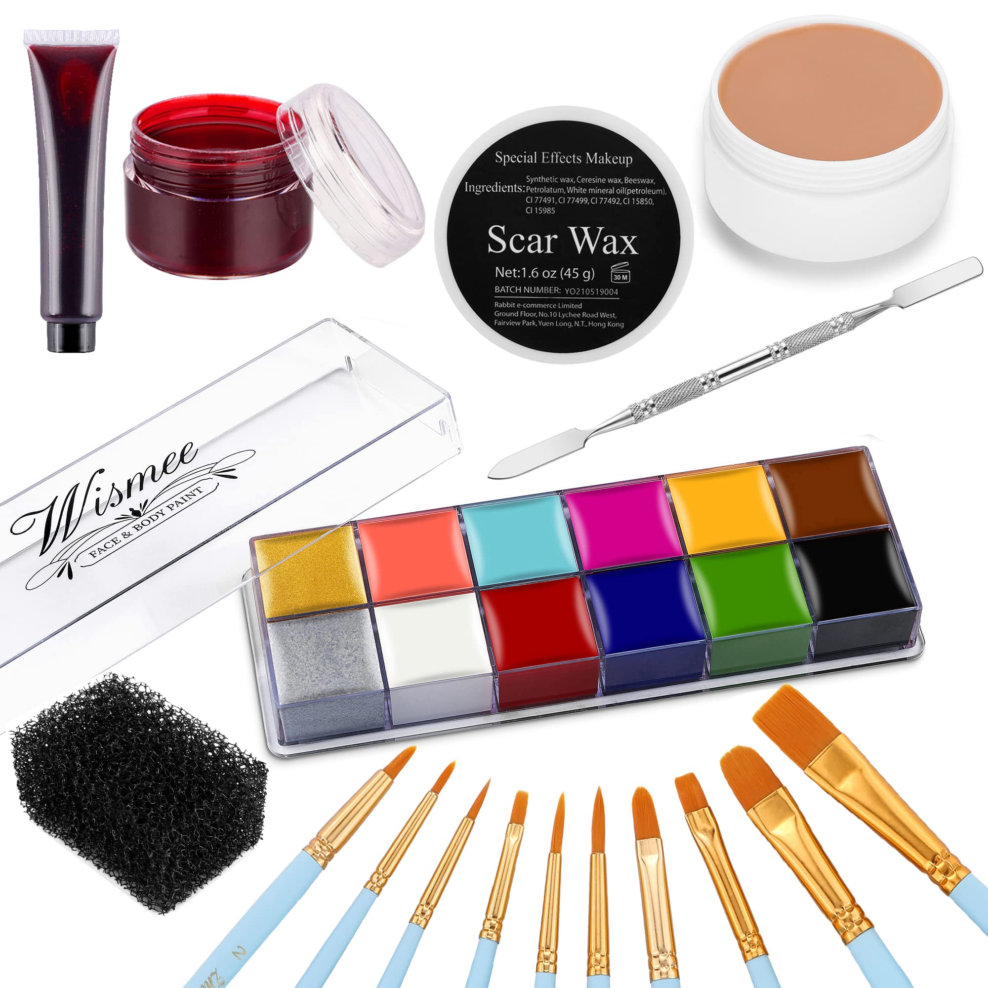 Wismee Pro SFX Makeup Special Effects Kit 12 Colors Face Body Paint Oil ...