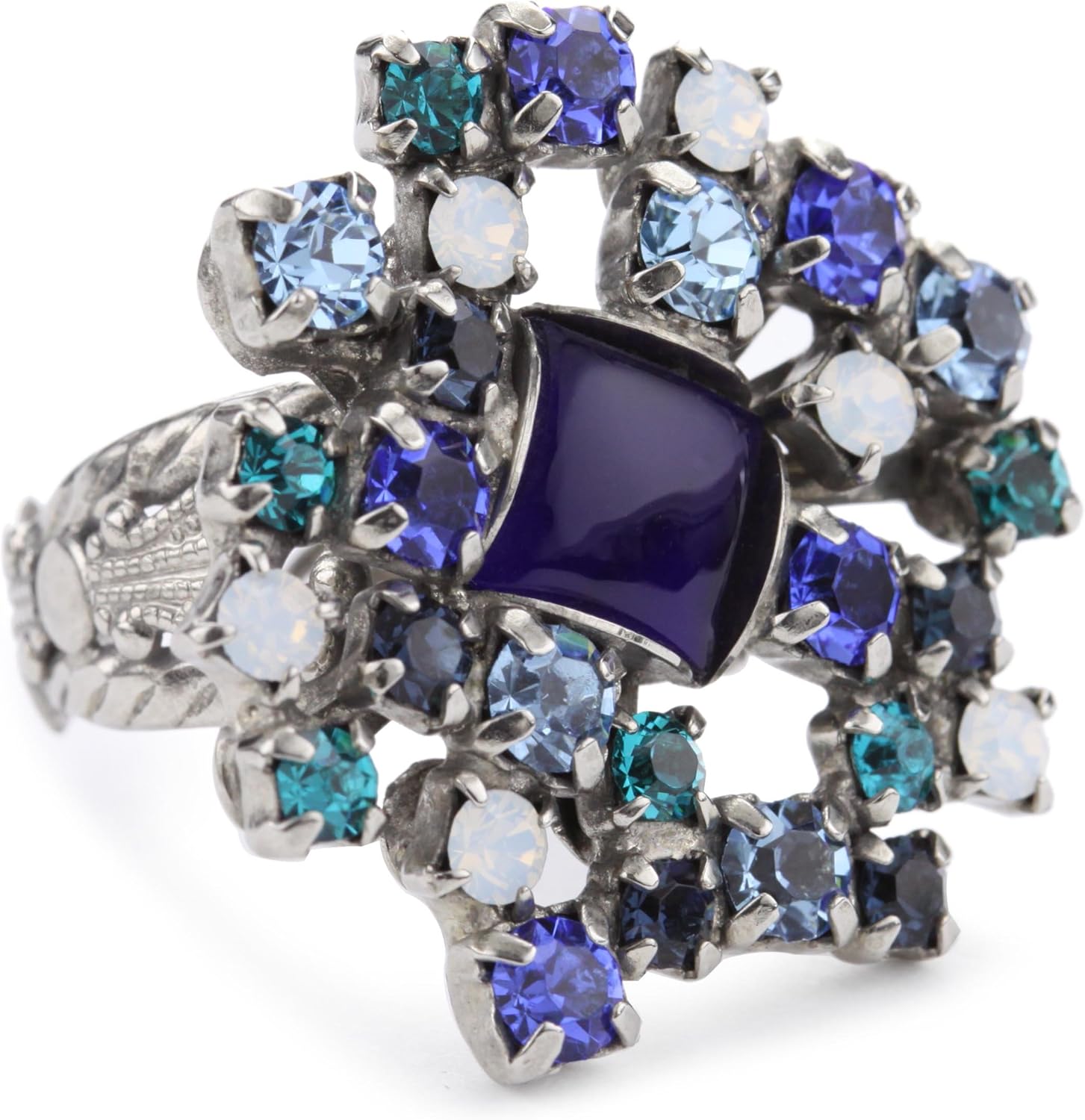 Amazon.com: Sorrelli "Electric Blue" Crystal Cluster Silver-Tone ...