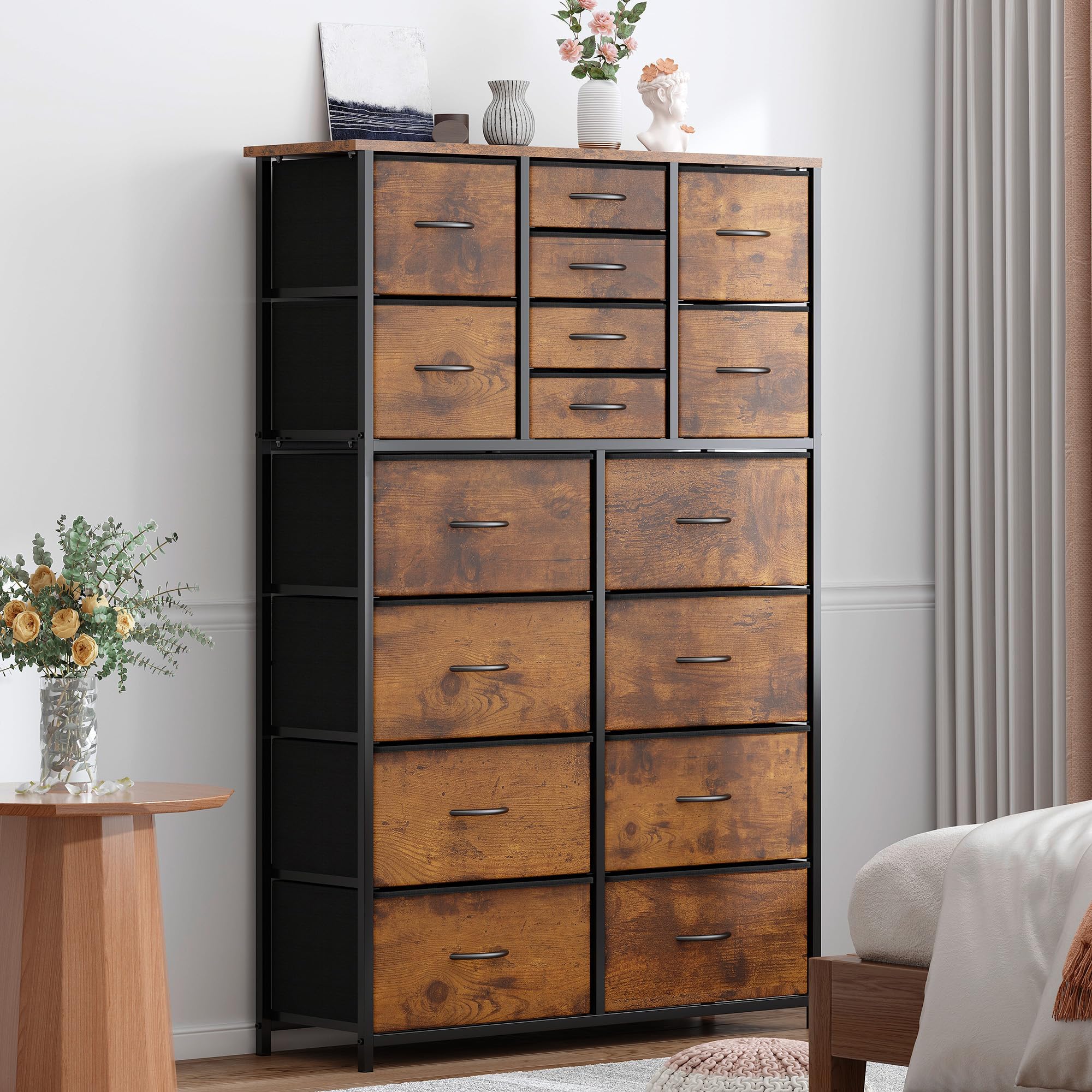 LUKGEL Commode à 10 tiroirs pour chambre à coucher, tiroir de rangement ...