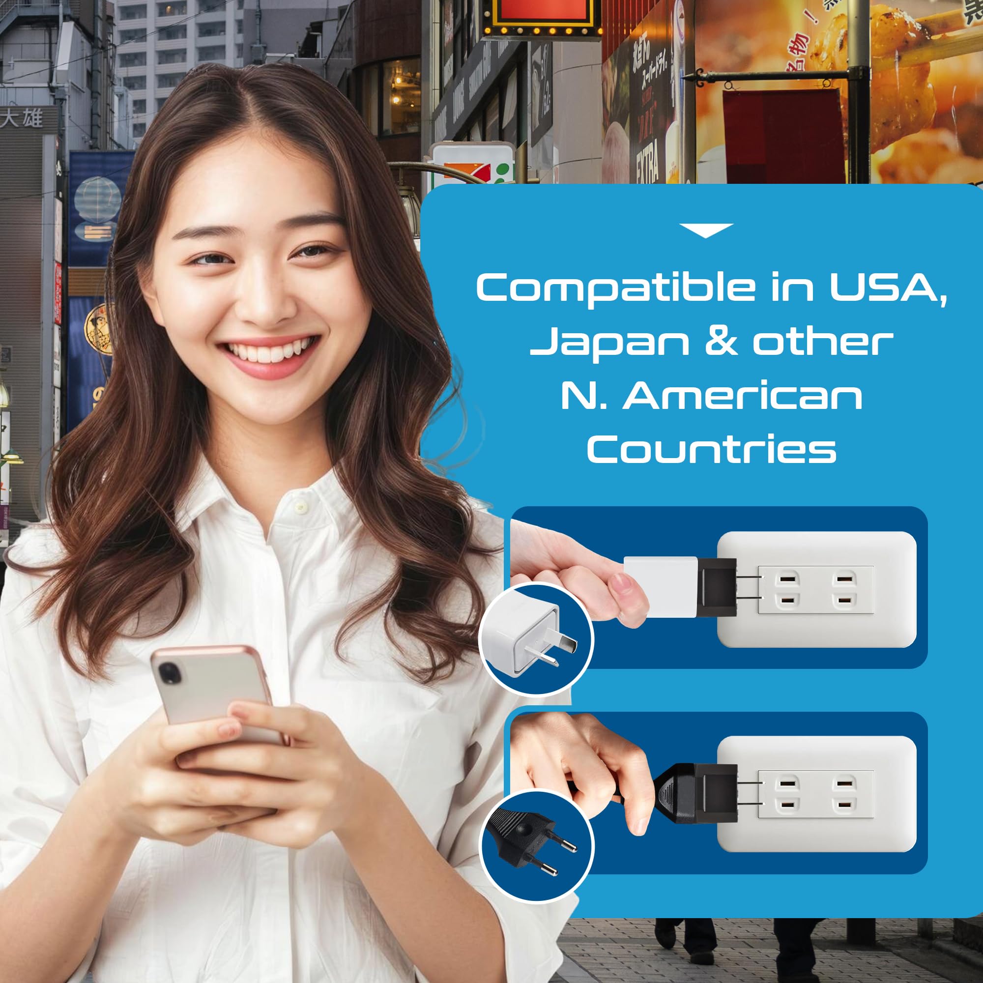 Snapklik.com : Ceptics European To US Plug Adapter Socket, Europe Asia ...