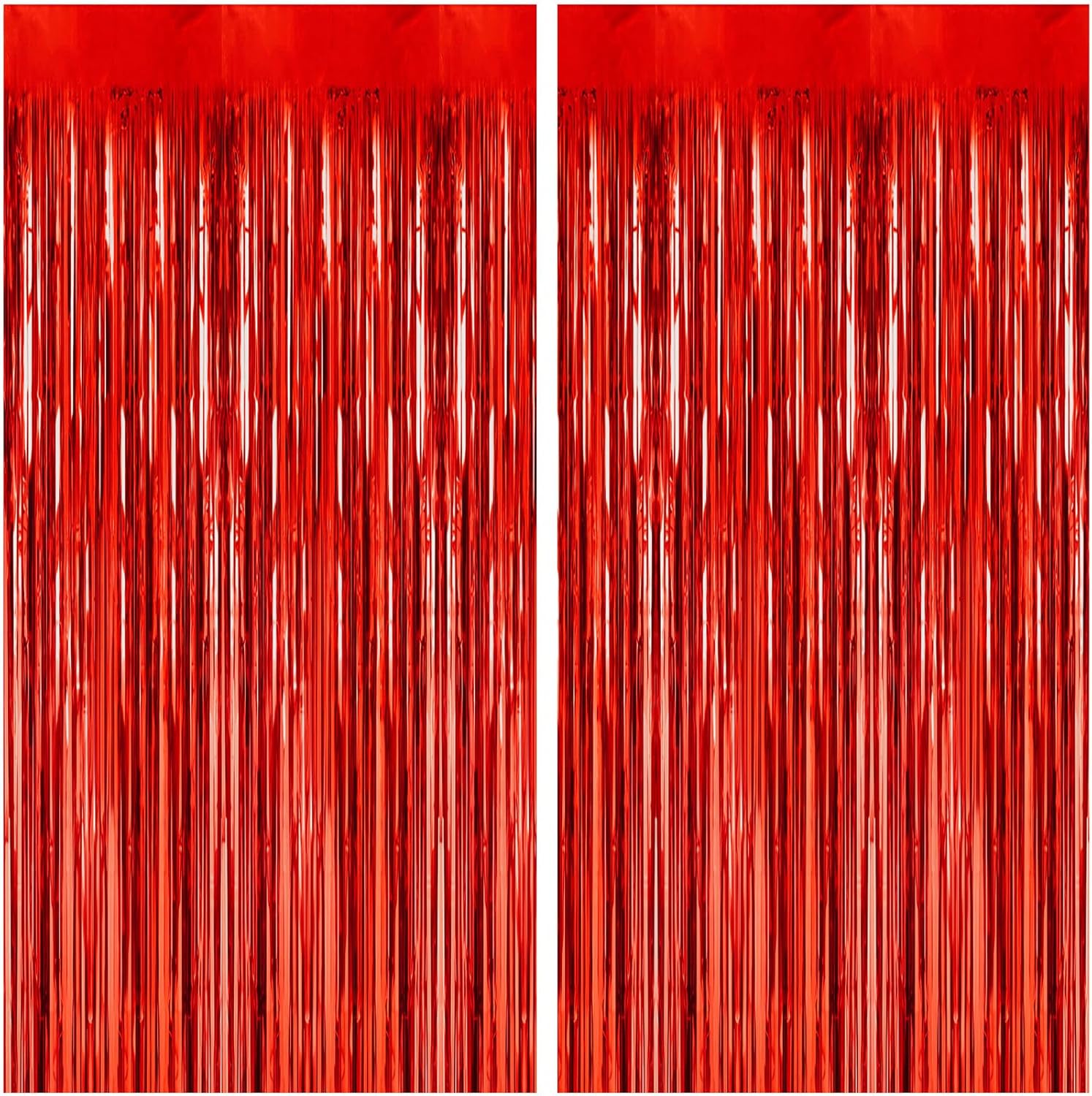 Amazon.com : 2 Pack 3.2ft x 8.2ft Red Foil Fringe Curtains Party Photo ...