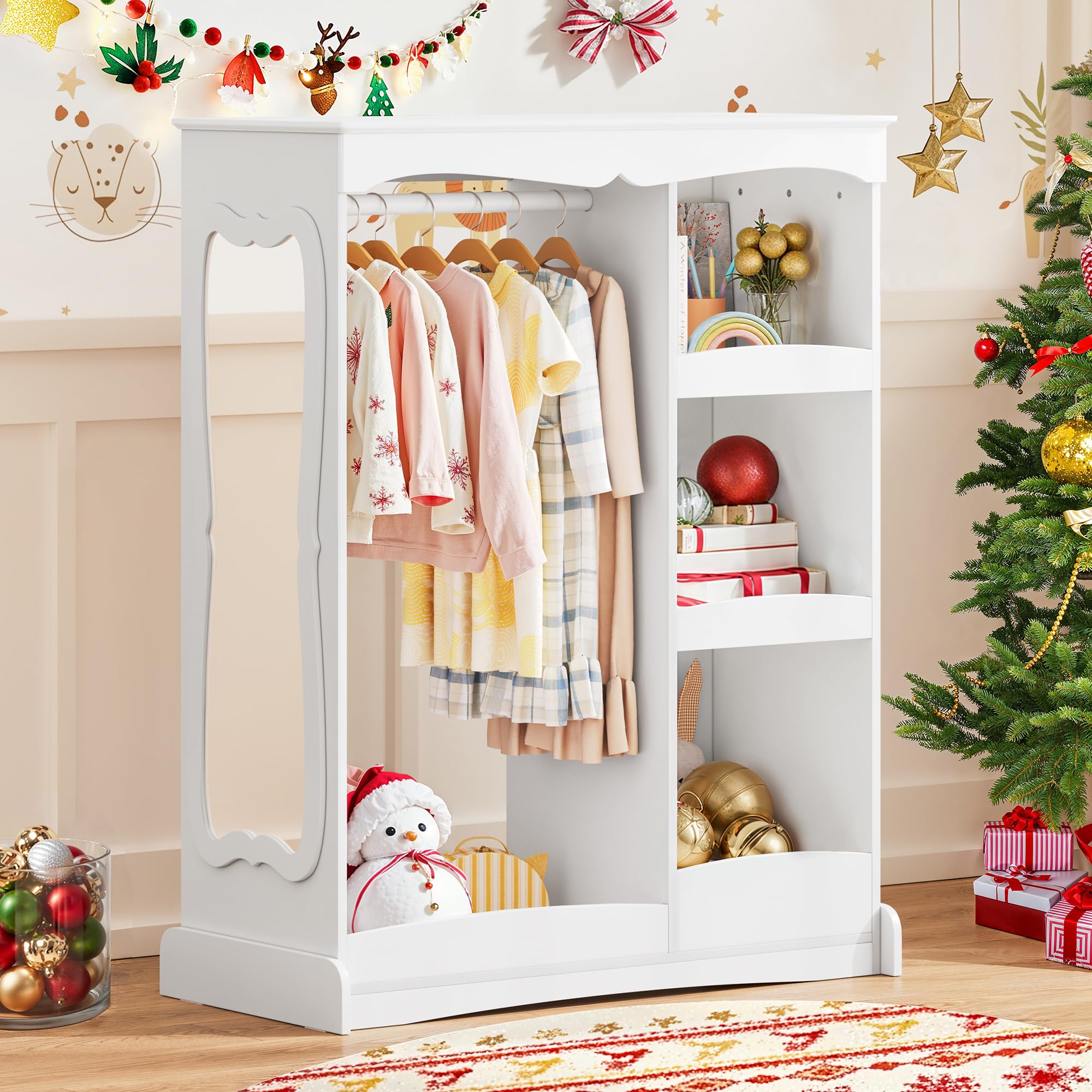 Amazon.com: Curipeer Kids Dress Up Storage with Flower Mirror, Open ...
